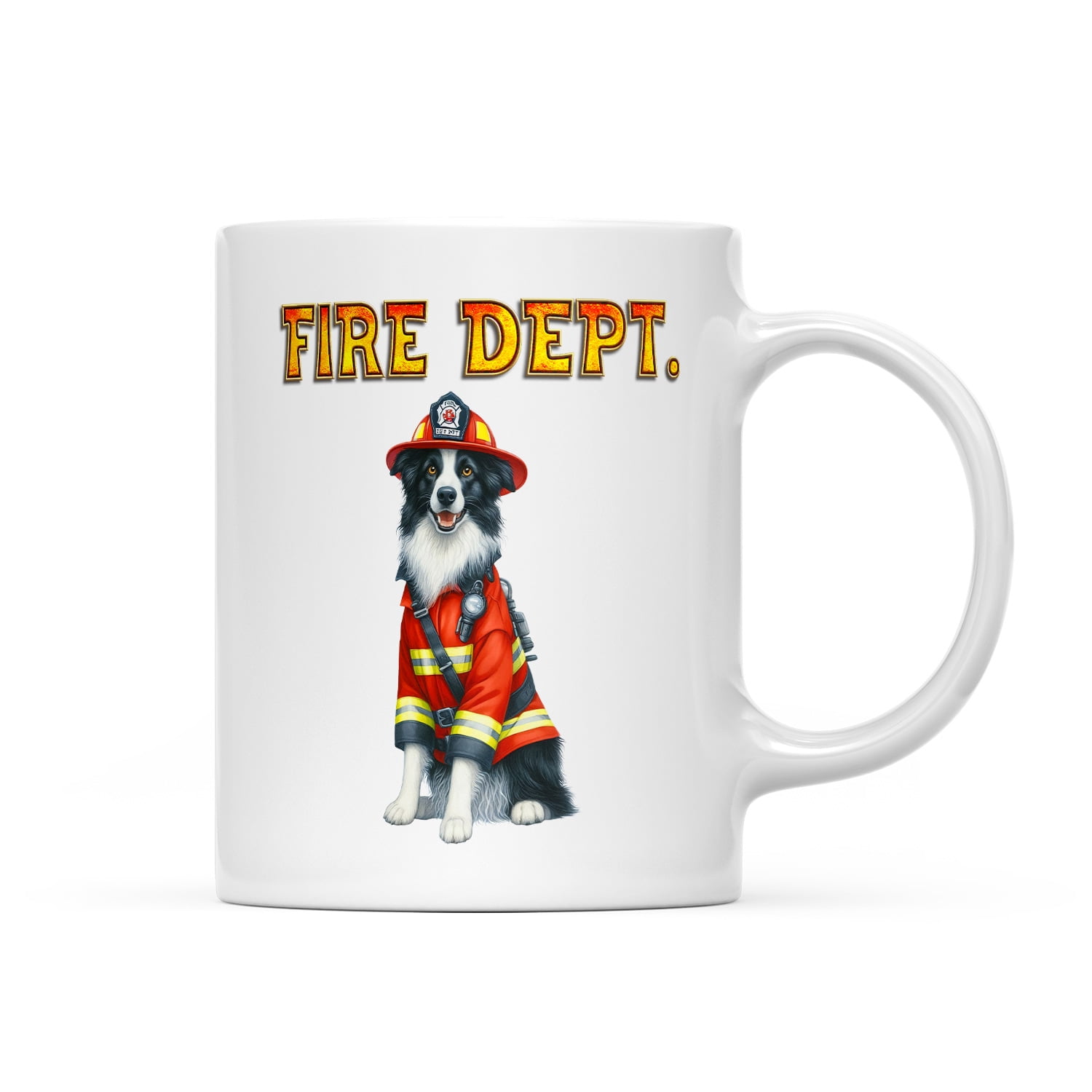Firefighter Border Collie Hero Rescue Fire Dept Fireman USA Flag Mug ...