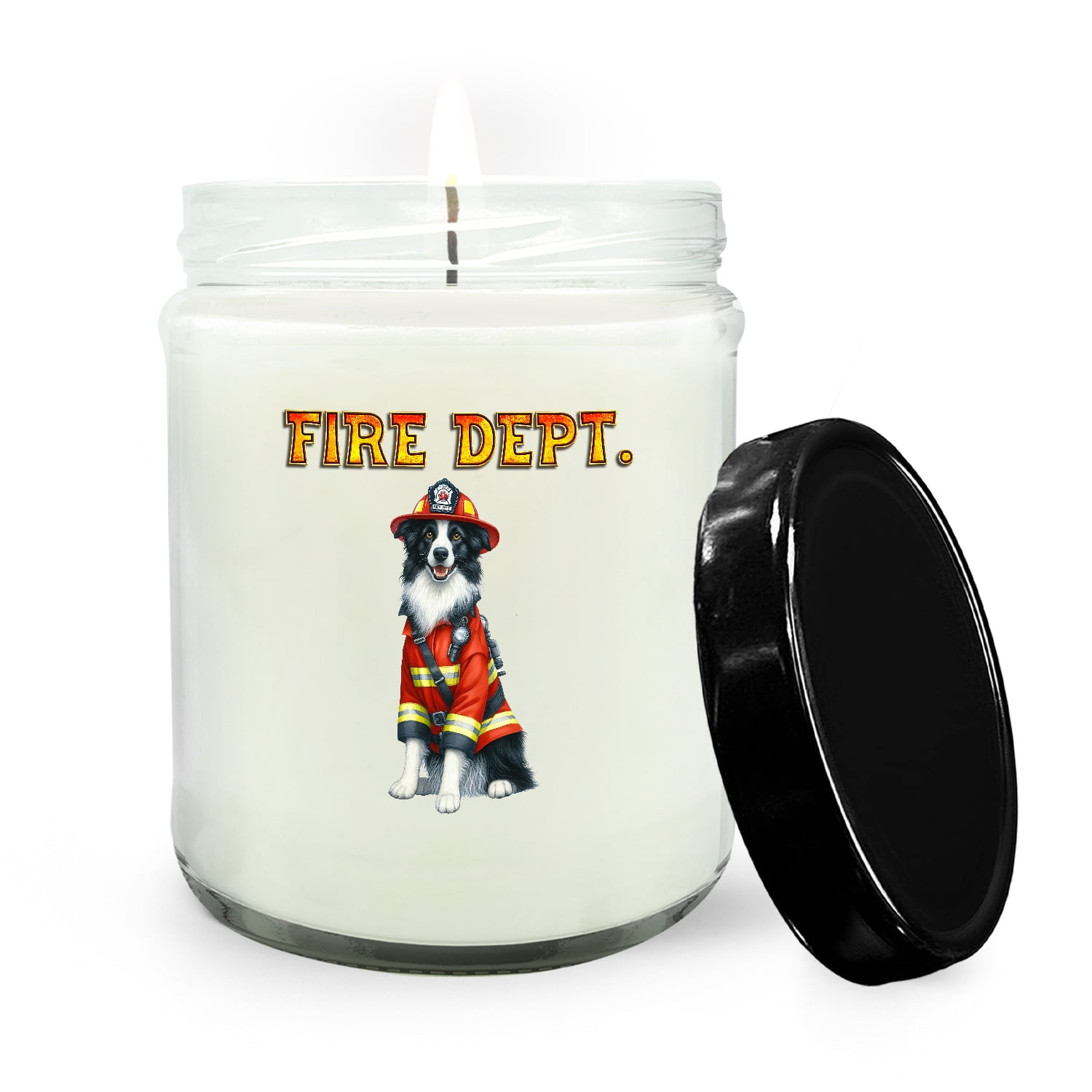 Firefighter Border Collie Hero Rescue Fire Dept Fireman USA Flag Soy ...