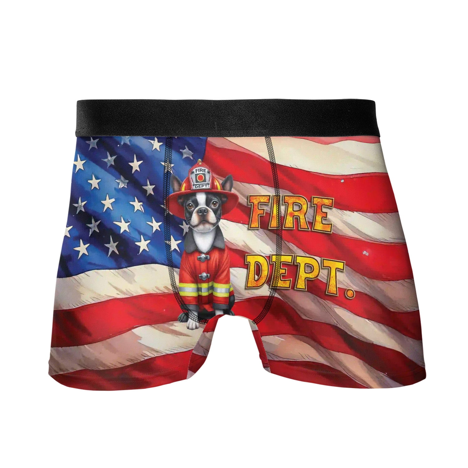 Firefighter Boston Terrier Hero Rescue Fire Dept Fireman USA Flag All ...