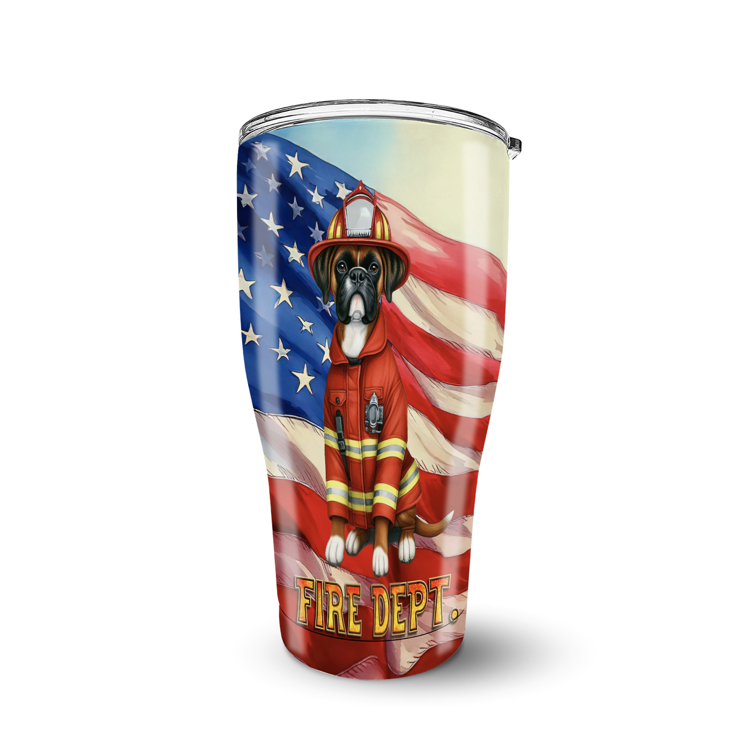 Firefighter Boxer Hero Rescue Fire Dept Fireman USA Flag 30oz Stainless ...