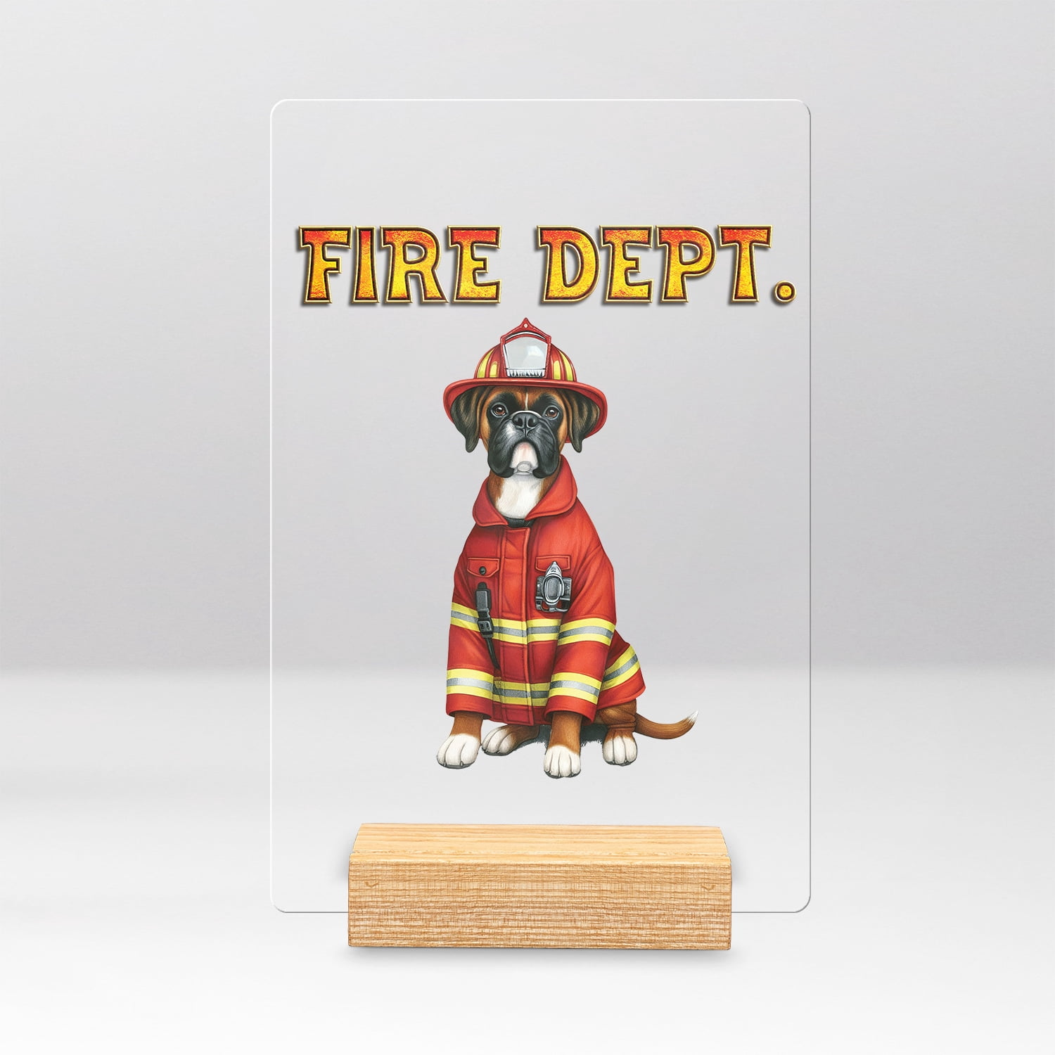 Firefighter Boxer Hero Rescue Fire Dept Fireman USA Flag Acrylic Plaque ...