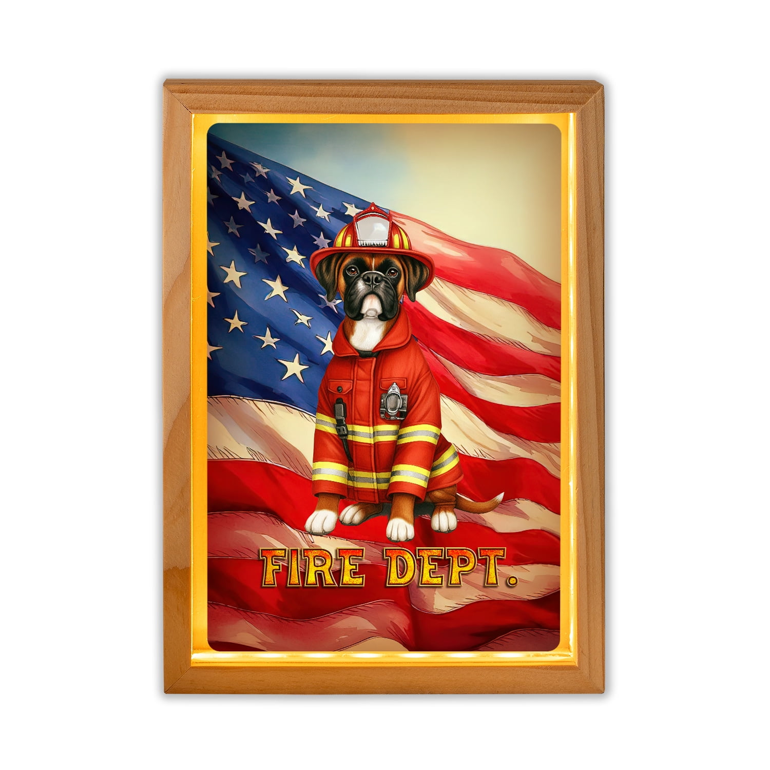 Firefighter Boxer Hero Rescue Fire Dept Fireman USA Flag Acrylic Plaque ...