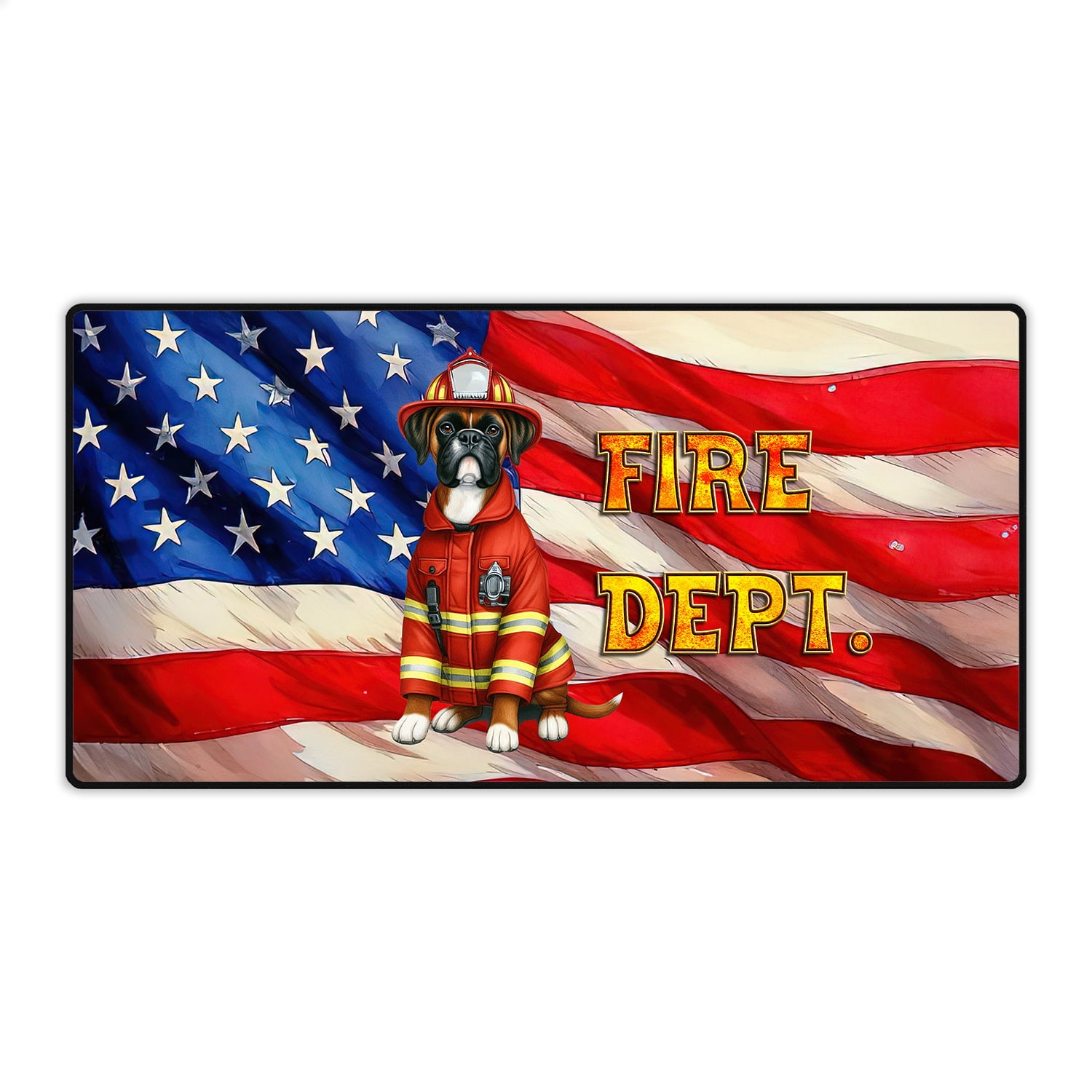 Firefighter Boxer Hero Rescue Fire Dept Fireman USA Flag Desk Mat Full ...