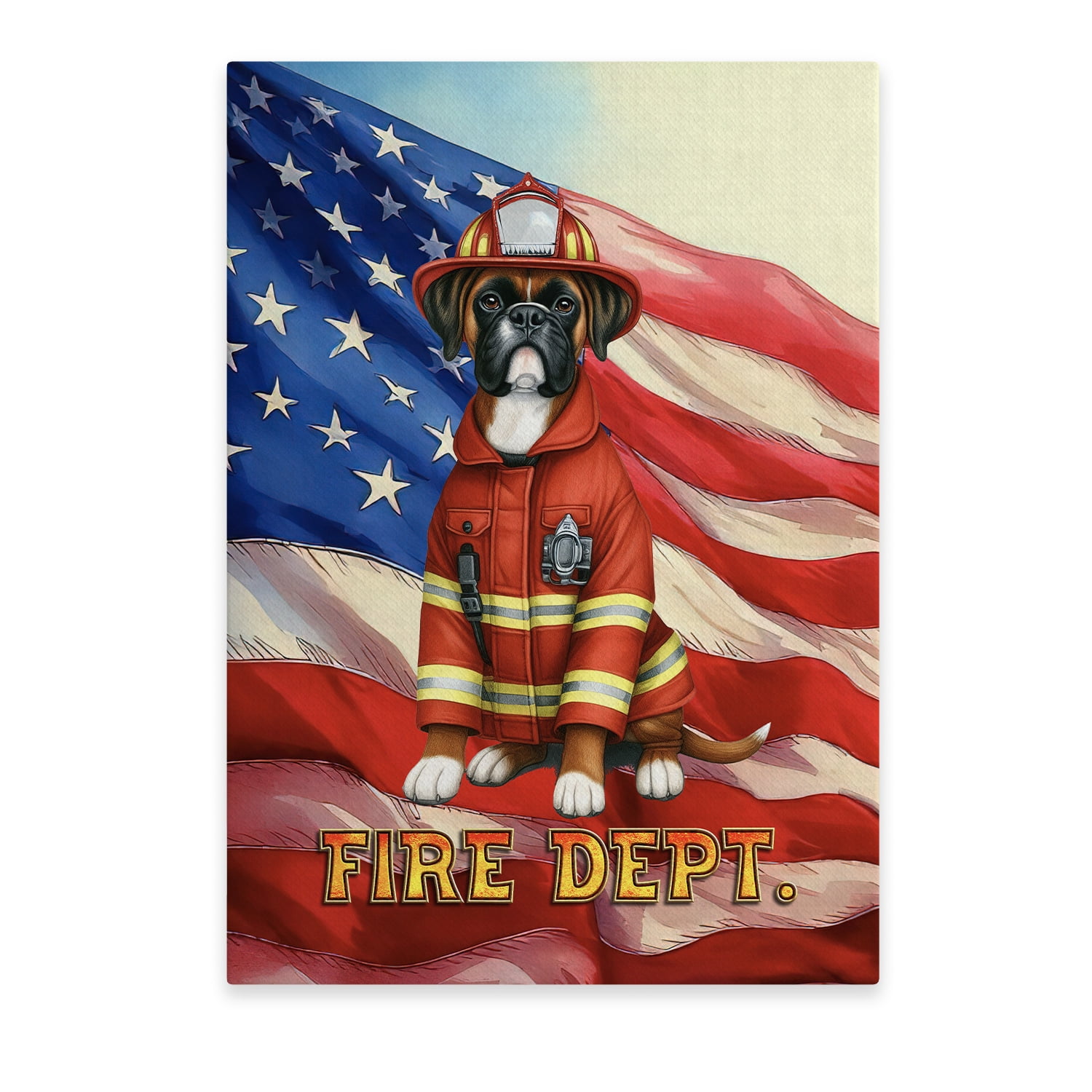 Firefighter Boxer Hero Rescue Fire Dept Fireman USA Flag Vertical Matte ...