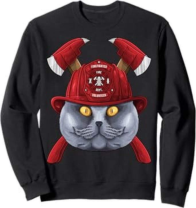 Firefighter British Shorthair Fireman Boys Kids Fire Rescue Sweatshirt ...