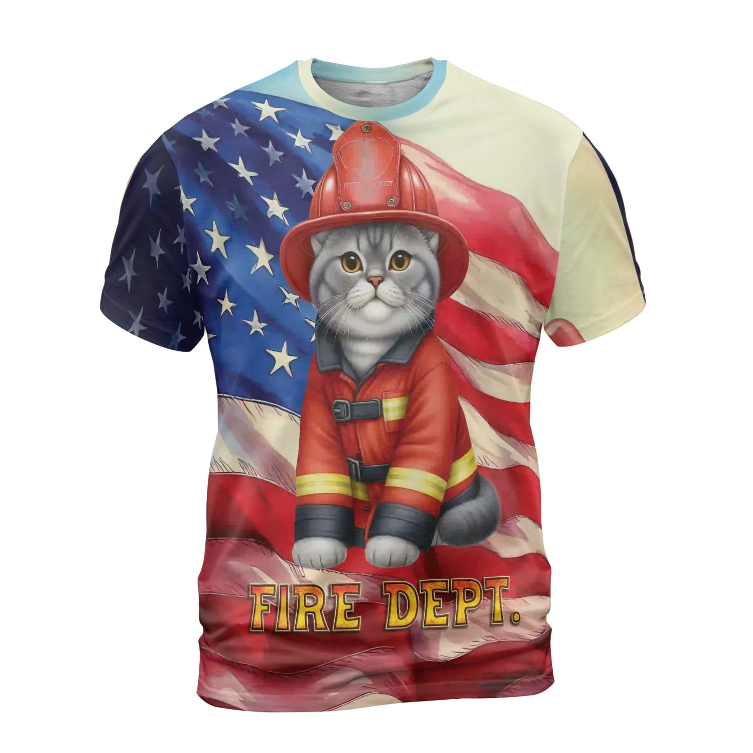 Firefighter British Shorthair Hero Rescue Fire Dept Fireman USA Flag ...