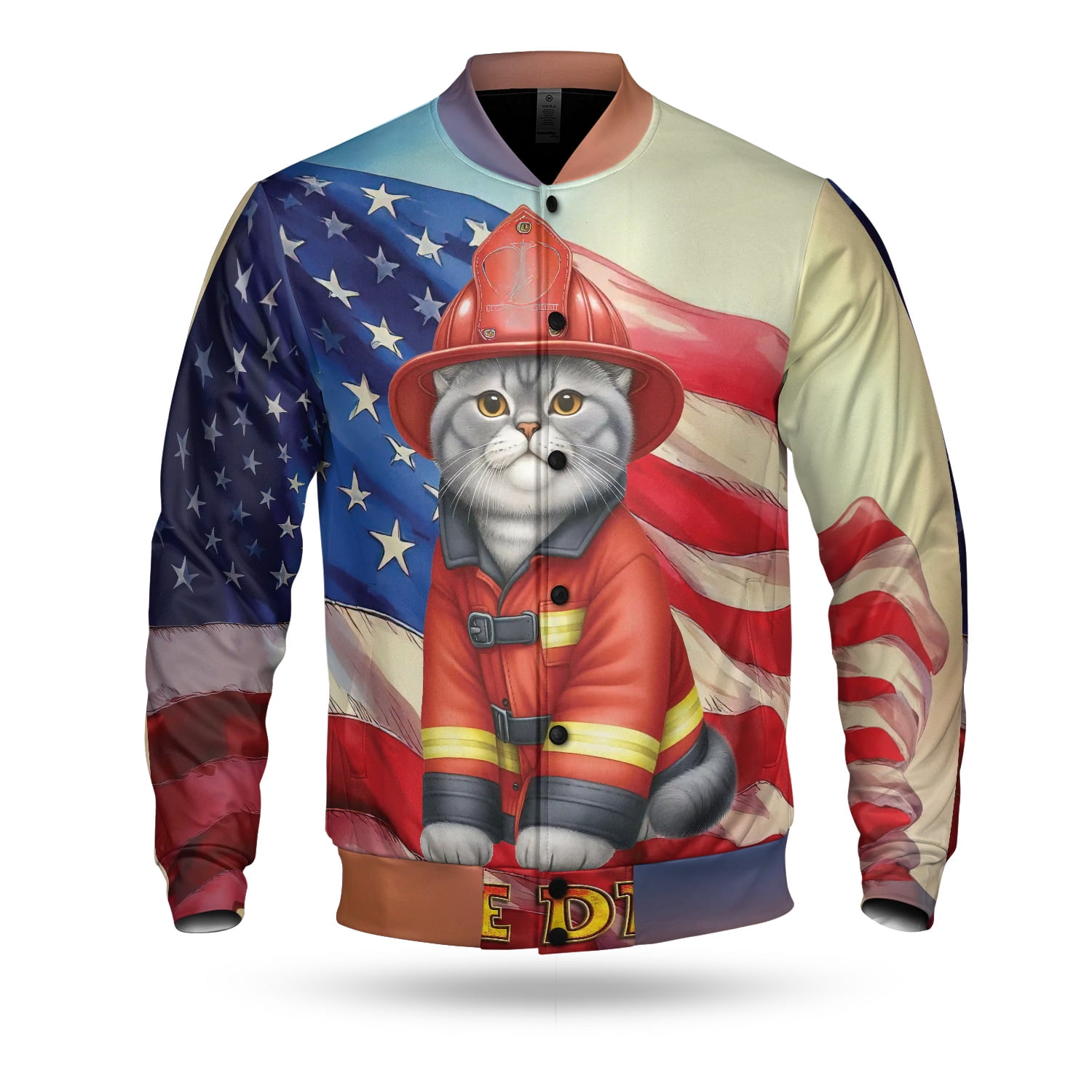 Firefighter British Shorthair Hero Rescue Fire Dept Fireman USA Flag ...