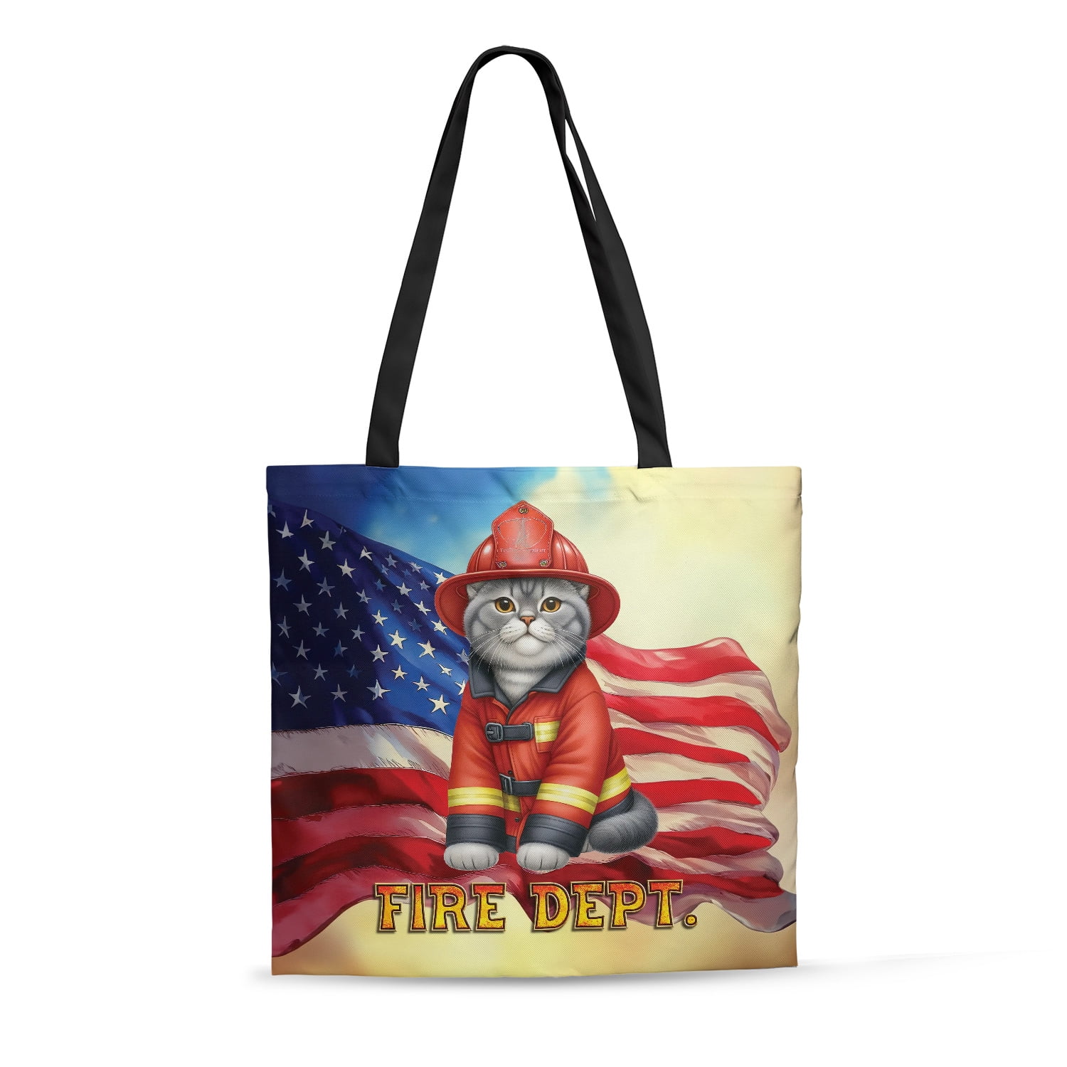 Firefighter British Shorthair Hero Rescue Fire Dept Fireman USA Flag ...