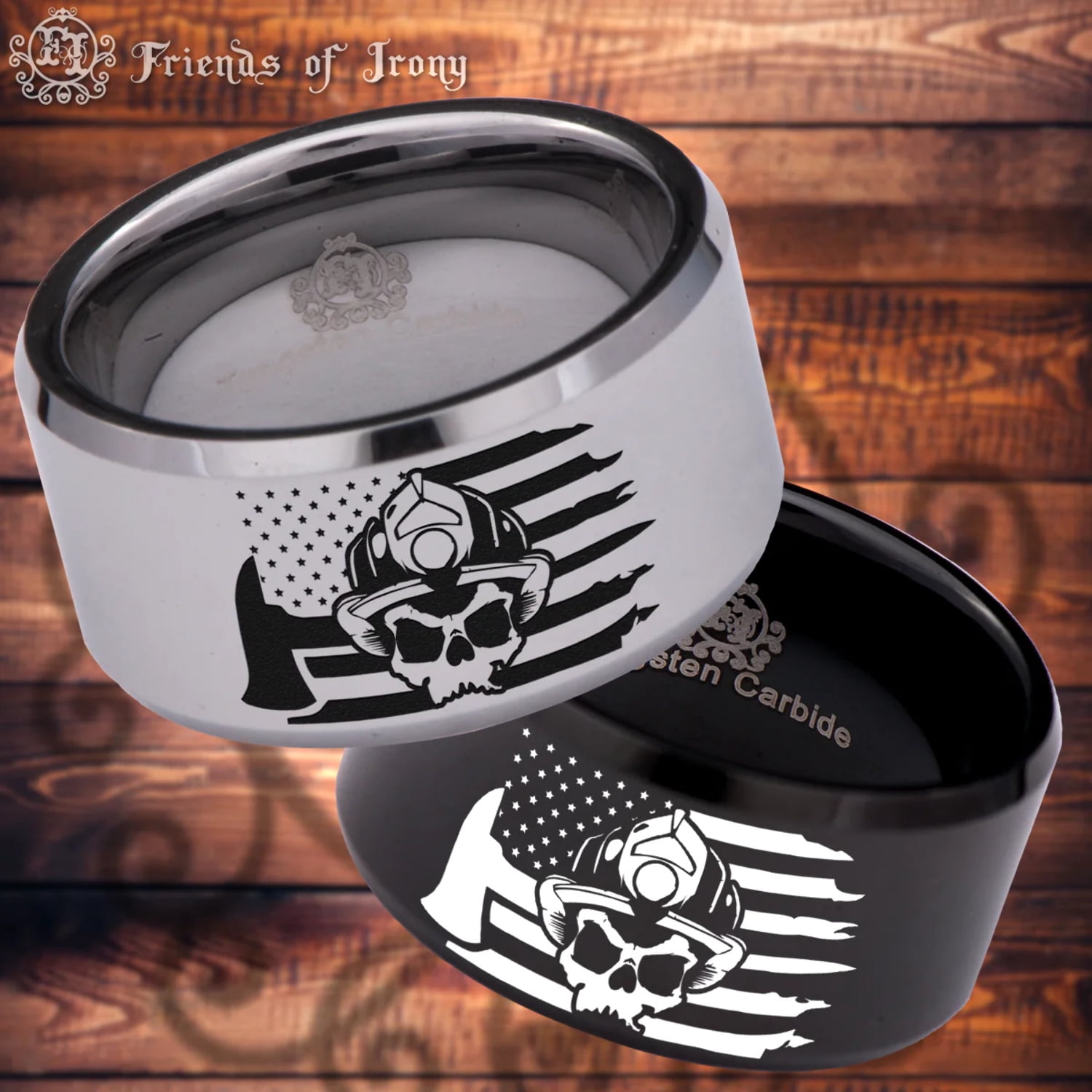Firefighter Brotherhood Tungsten Carbide Ring 12mm - Walmart.com