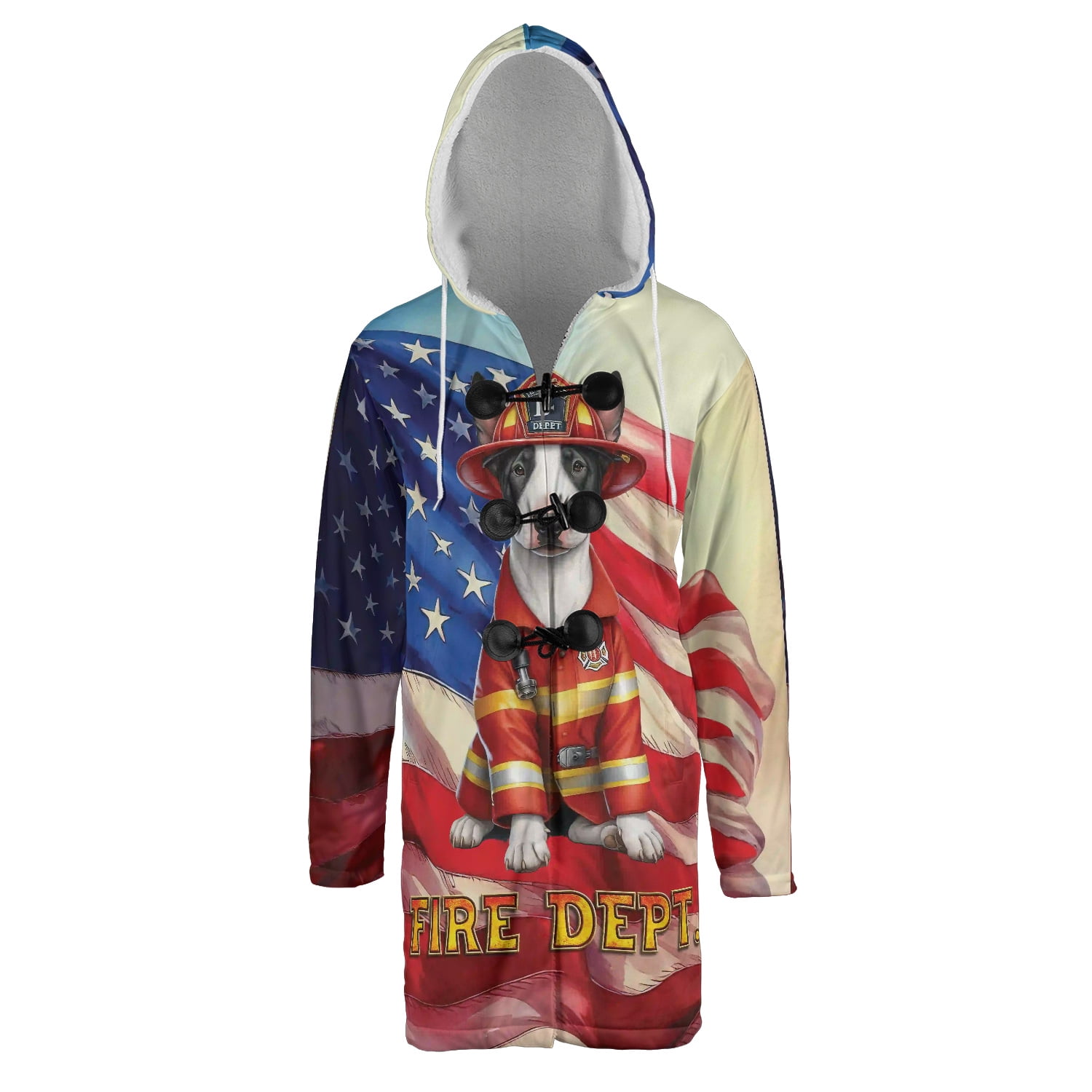 Firefighter Bull Terrier Hero Rescue Fire Dept Fireman USA Flag All ...