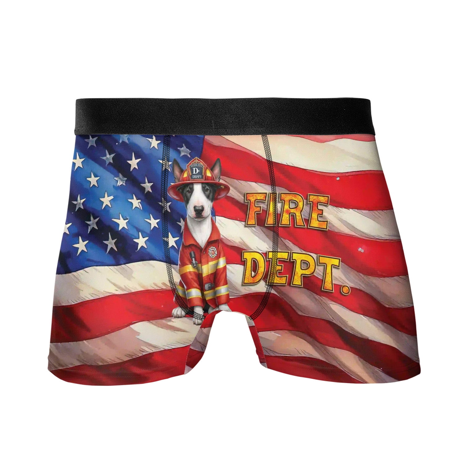 Firefighter Bull Terrier Hero Rescue Fire Dept Fireman USA Flag All ...