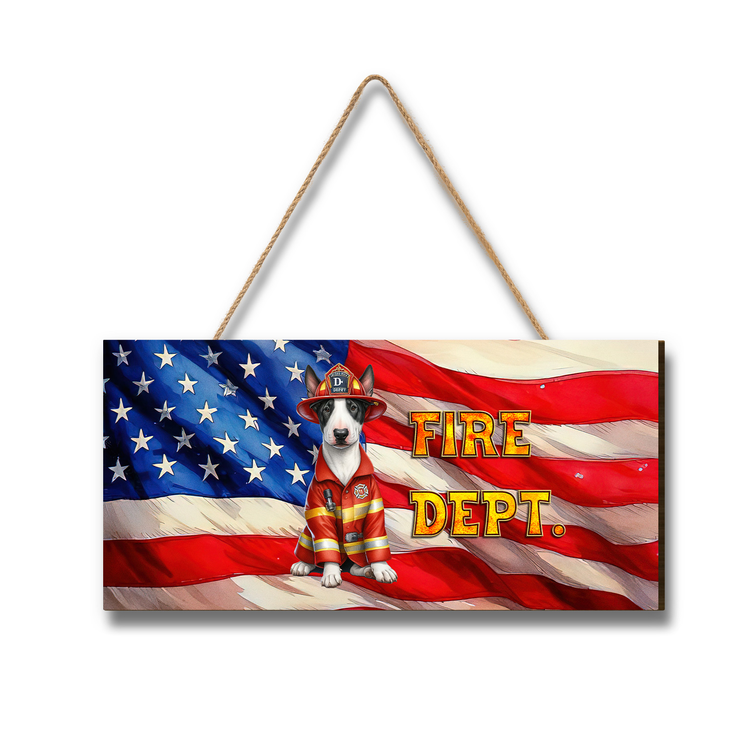Firefighter Bull Terrier Hero Rescue Fire Dept Fireman USA Flag ...