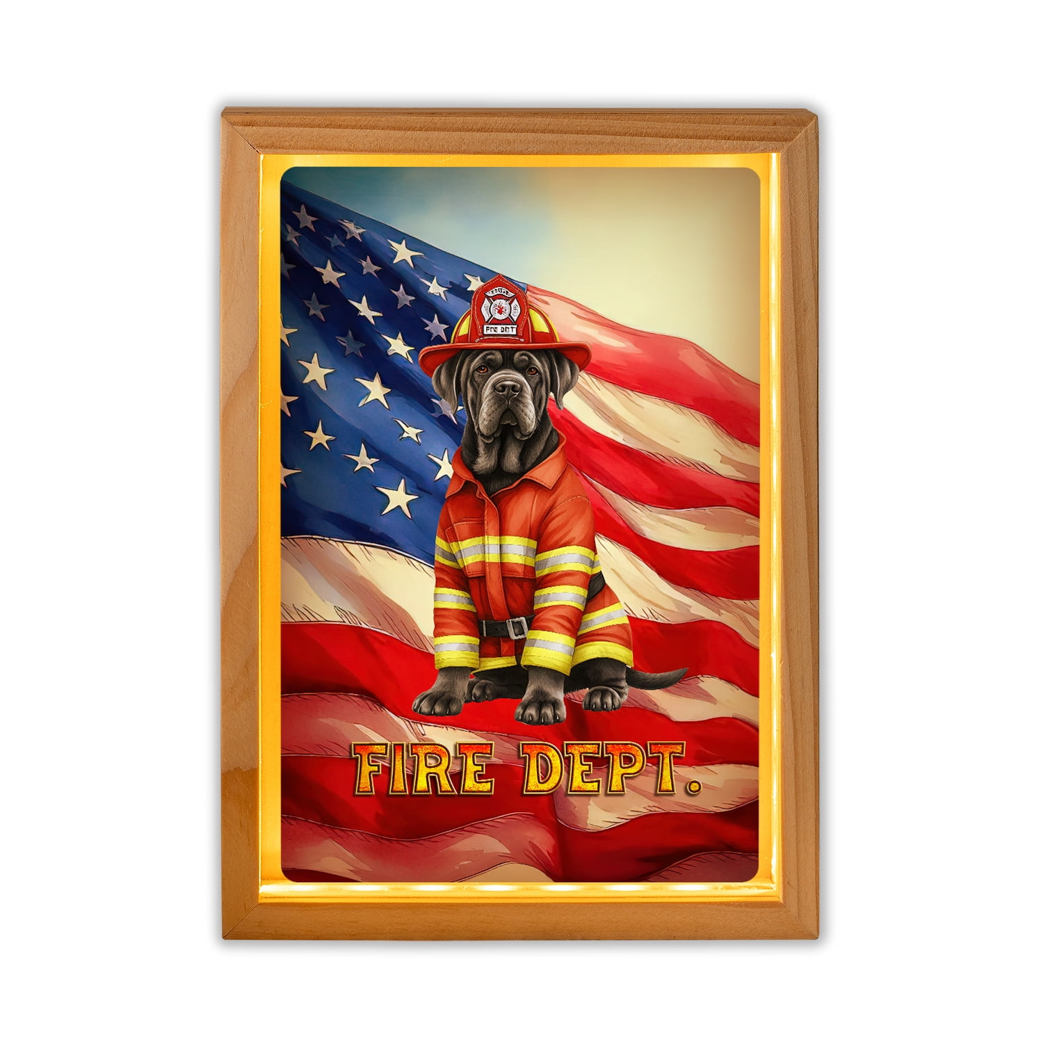 Firefighter Cane Corso Hero Rescue Fire Dept Fireman USA Flag Acrylic ...