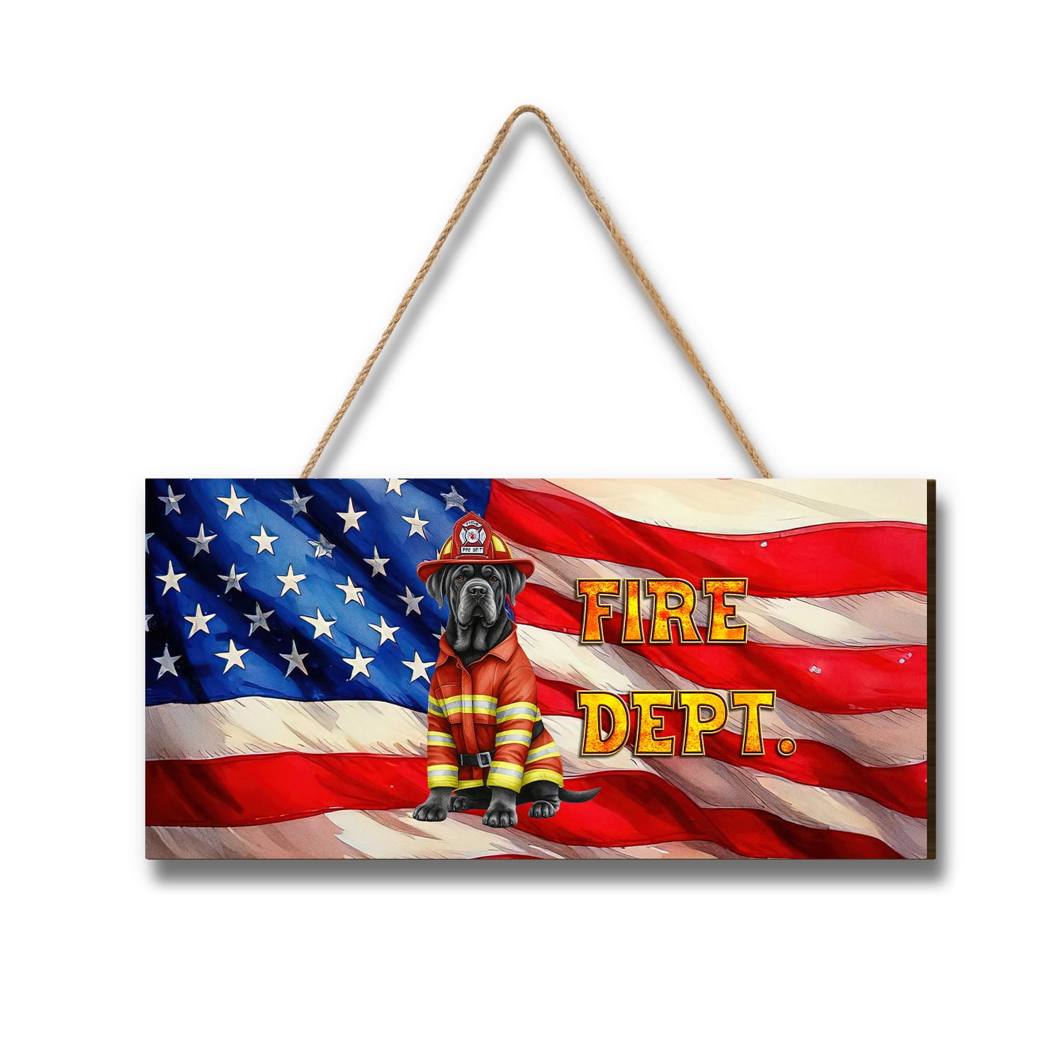 Firefighter Cane Corso Hero Rescue Fire Dept Fireman USA Flag Landscape ...