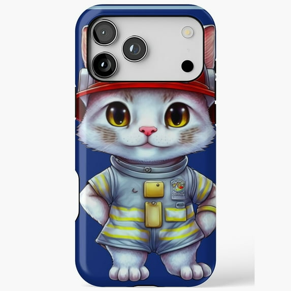 Firefighter Cat Lover Pet Owner Design iPhone Case 17 11 12 13 14 15 16 ...