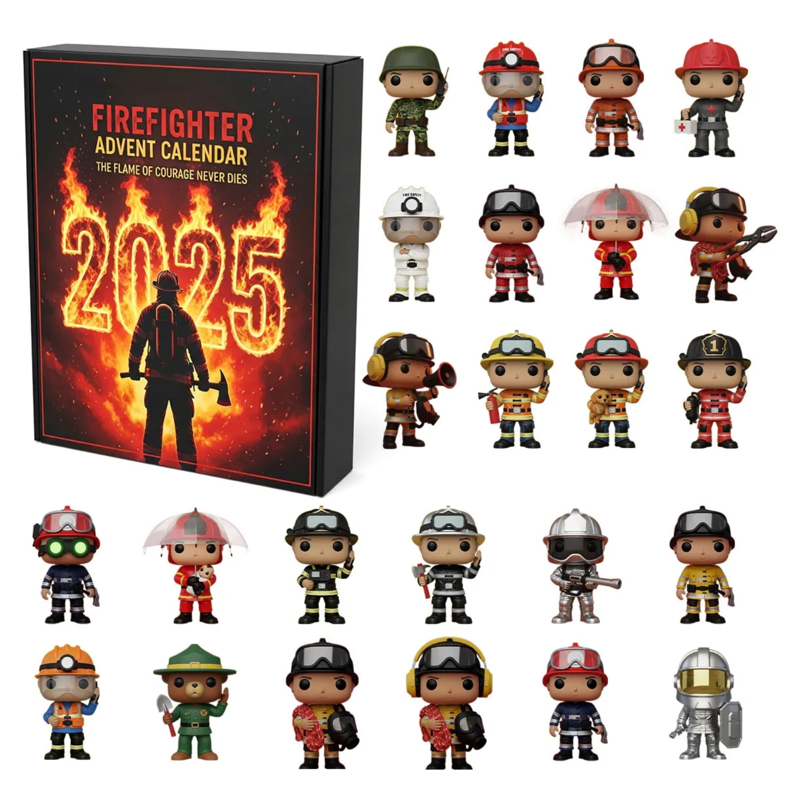 Firefighter Christmas Advent Calendars, 2D Flat Acrylic Firefighter Christmas Countdown ...