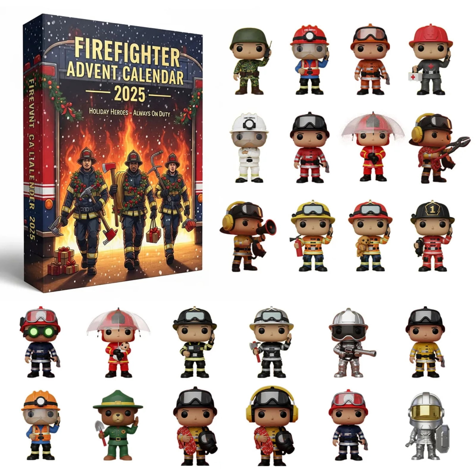 Firefighter Christmas Advent Calendars, 2D Flat Acrylic Firefighter ...