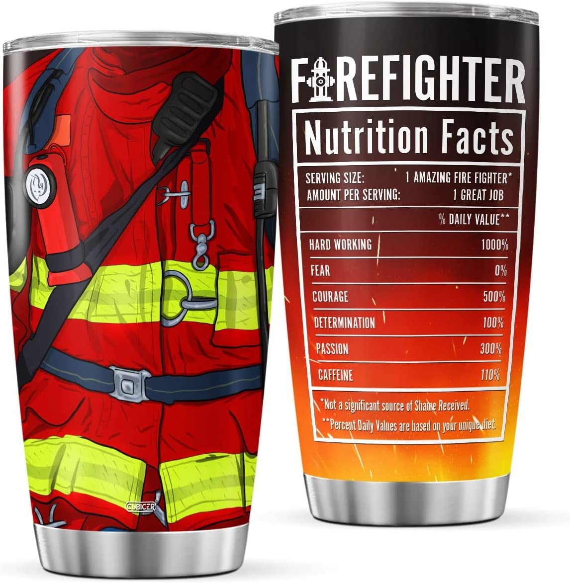 Firefighter Coffee Tumbler Tumblers Large 20 Oz Mugs Double Walled Cups ...