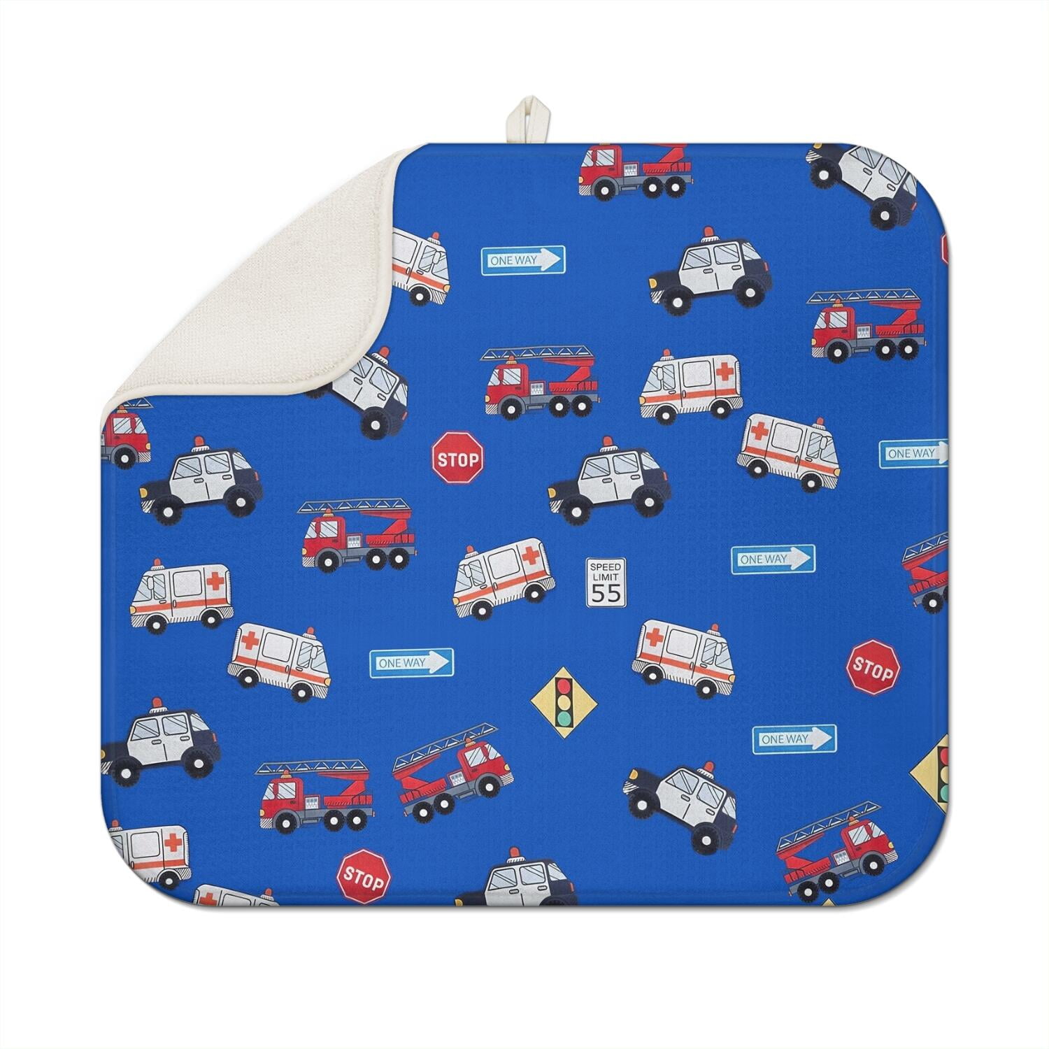 Firefighter and Construction Truck Coffee Mat – Absorbent Microfiber ...