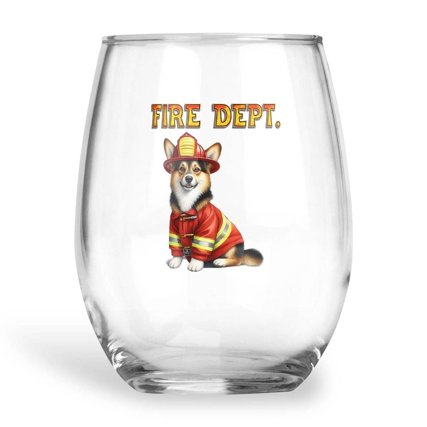 Firefighter Corgi Hero Rescue Fire Dept Fireman USA Flag 15oz Stemless ...