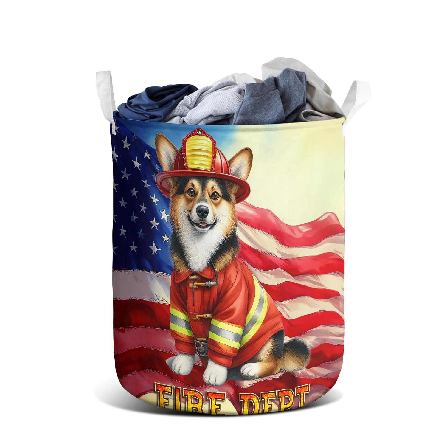 Firefighter Corgi Hero Rescue Fire Dept Fireman USA Flag Foldable ...