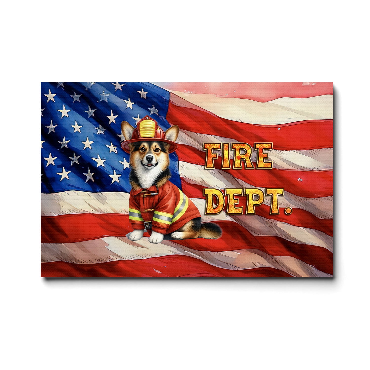 Firefighter Corgi Hero Rescue Fire Dept Fireman USA Flag Horizontal ...