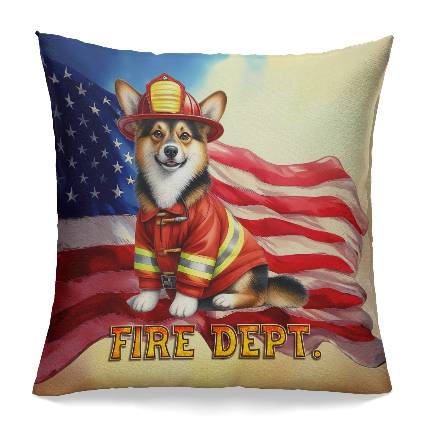 Firefighter Corgi Hero Rescue Fire Dept Fireman USA Flag Pillowcase ...