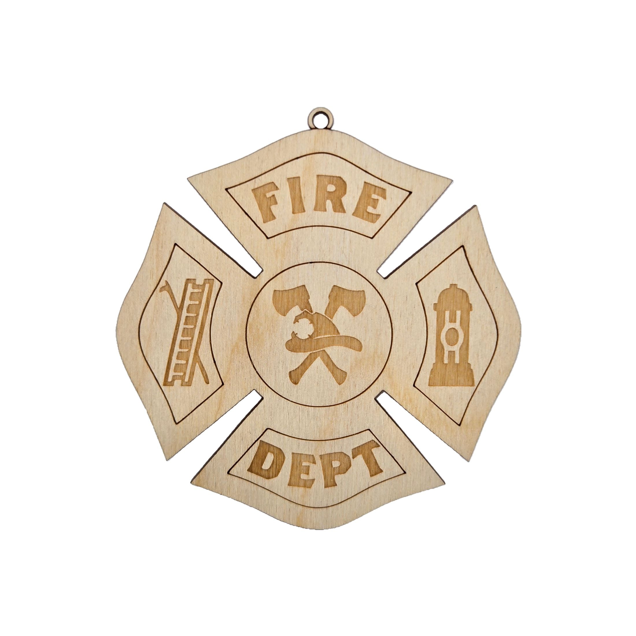 Firefighter Crest Laser‑Cut Wooden Ornament – First Responder Holiday ...