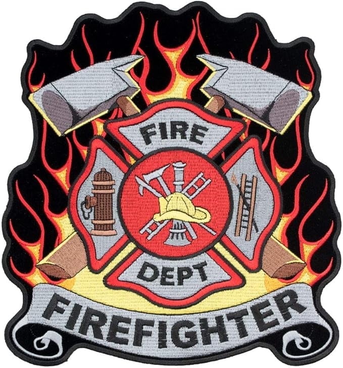 Firefighter Cross Red & Yellow Flames Patch, Large Size - Walmart.com