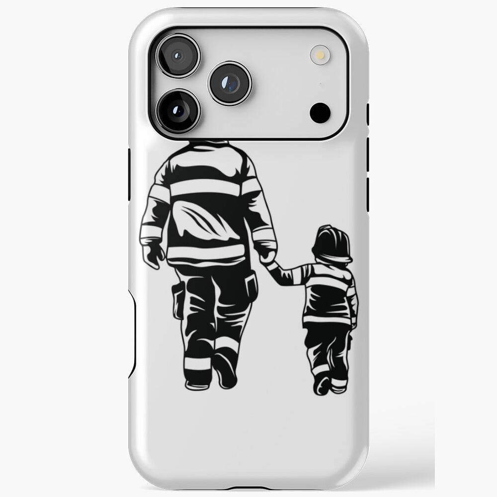 Firefighter Dad And Son Family Hero Art iPhone Case 17 through 11 Pro ...