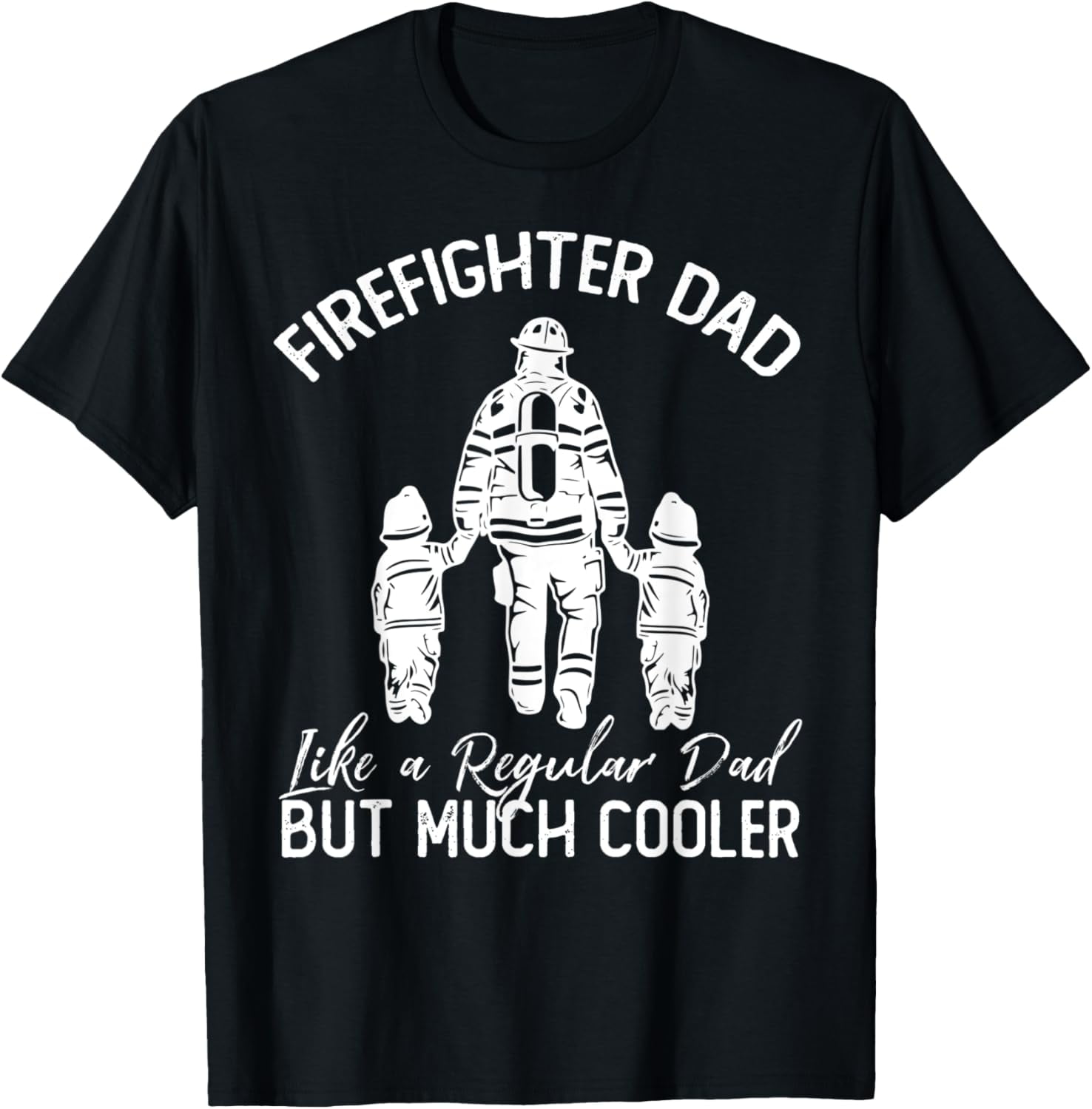 Firefighter Dad Father of 2 Hero Husband Firemen Fathers Day T-Shirt ...