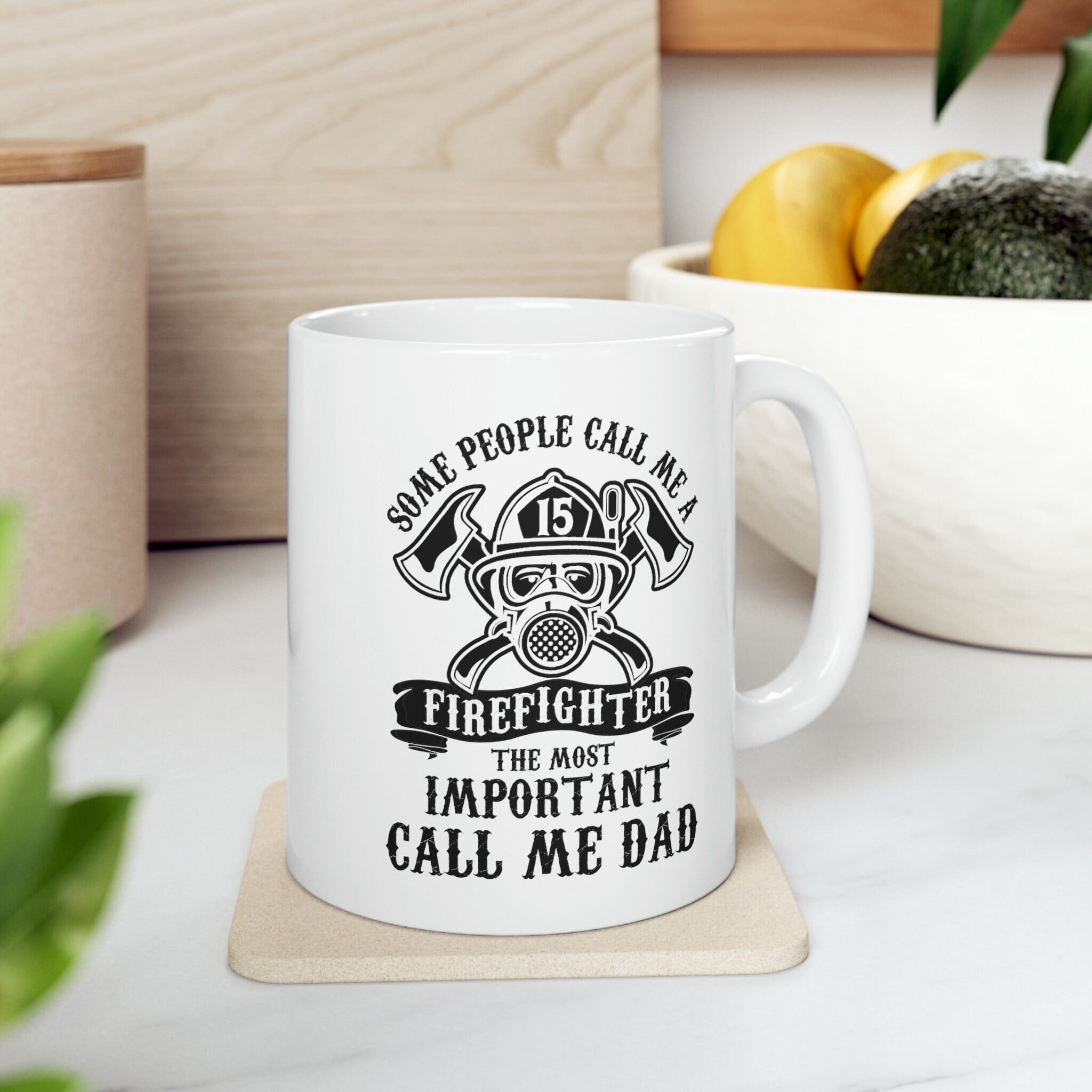 Firefighter Dad Mug, Cool Father's Day Gift, Fireman Coffee Cup, Fire ...