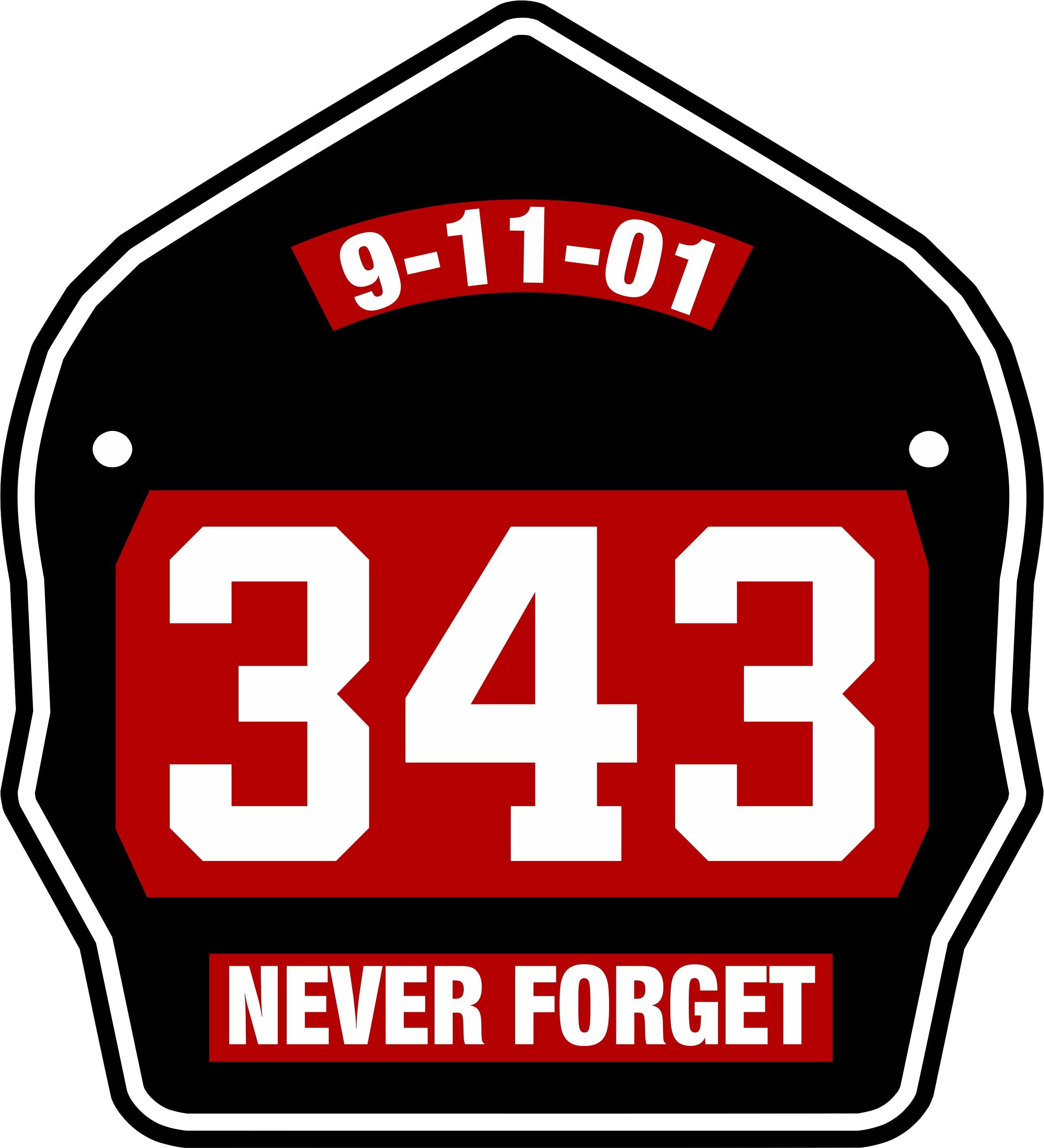 Firefighter Decal - Red Black 343 Powershield Memorial 911 Decal ...