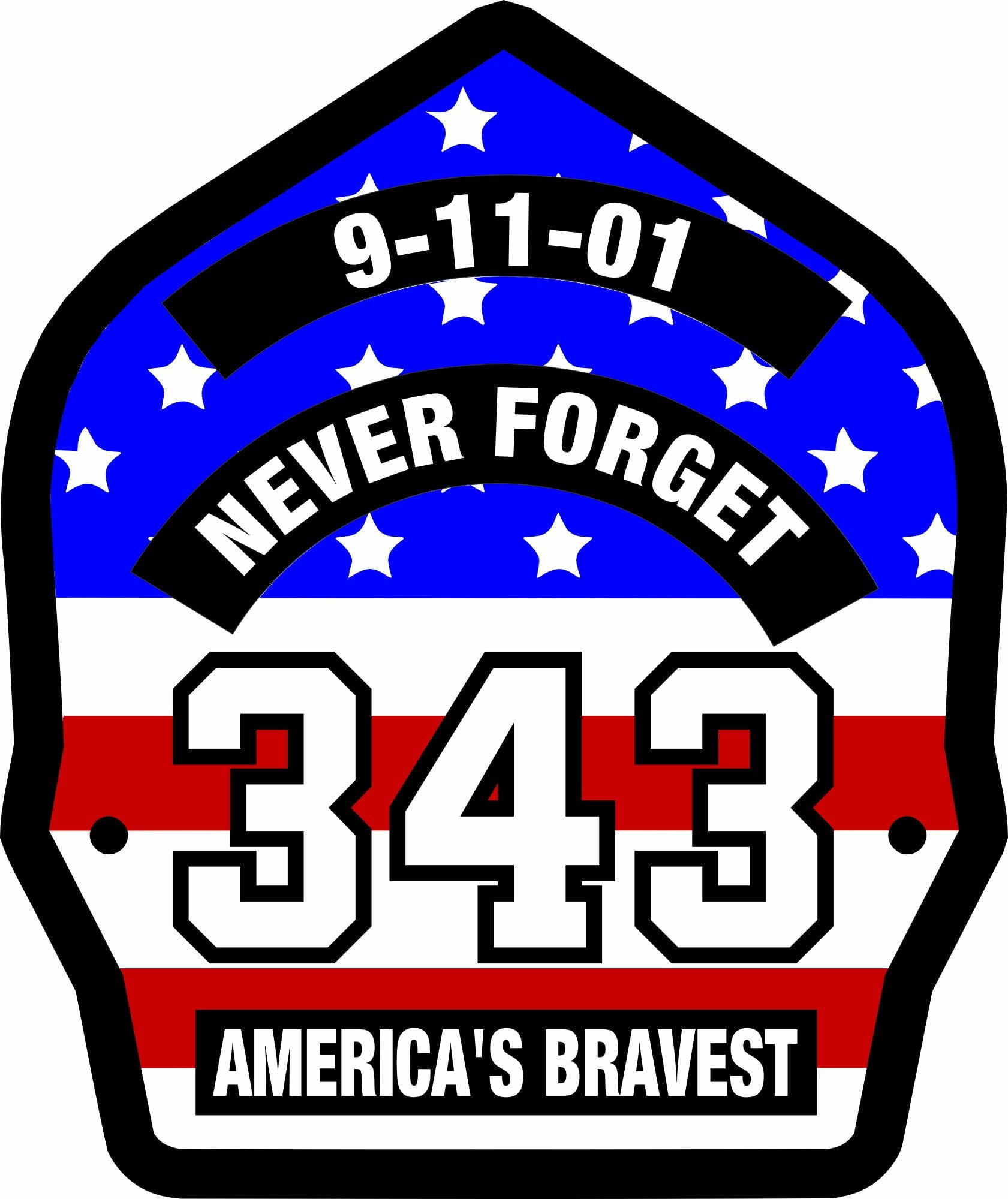 Firefighter Decal - USA 343 Powershield Memorial Window Sticker 911 ...