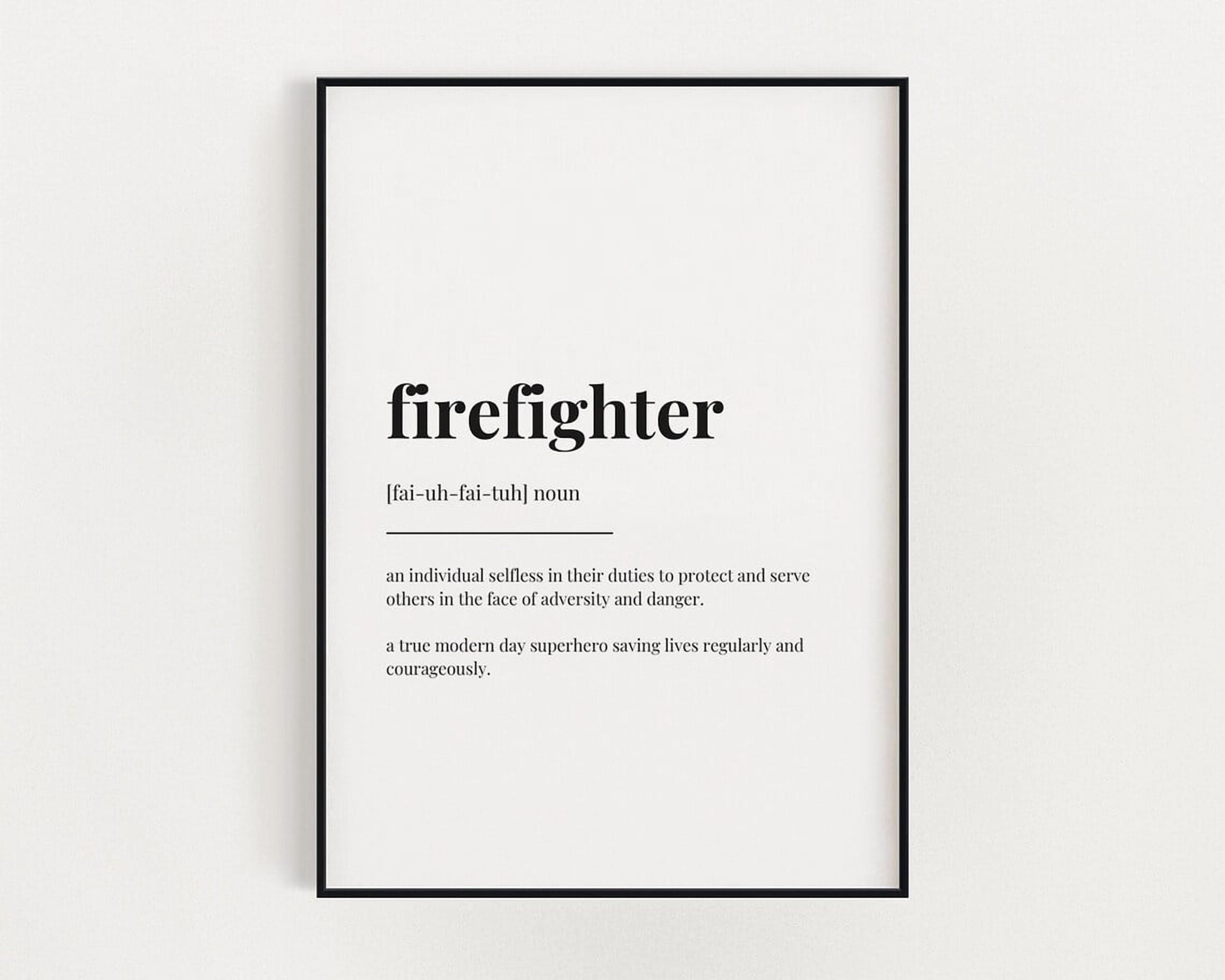 Firefighter Definition Print, Wall Art, Definition Print, Home Décor ...