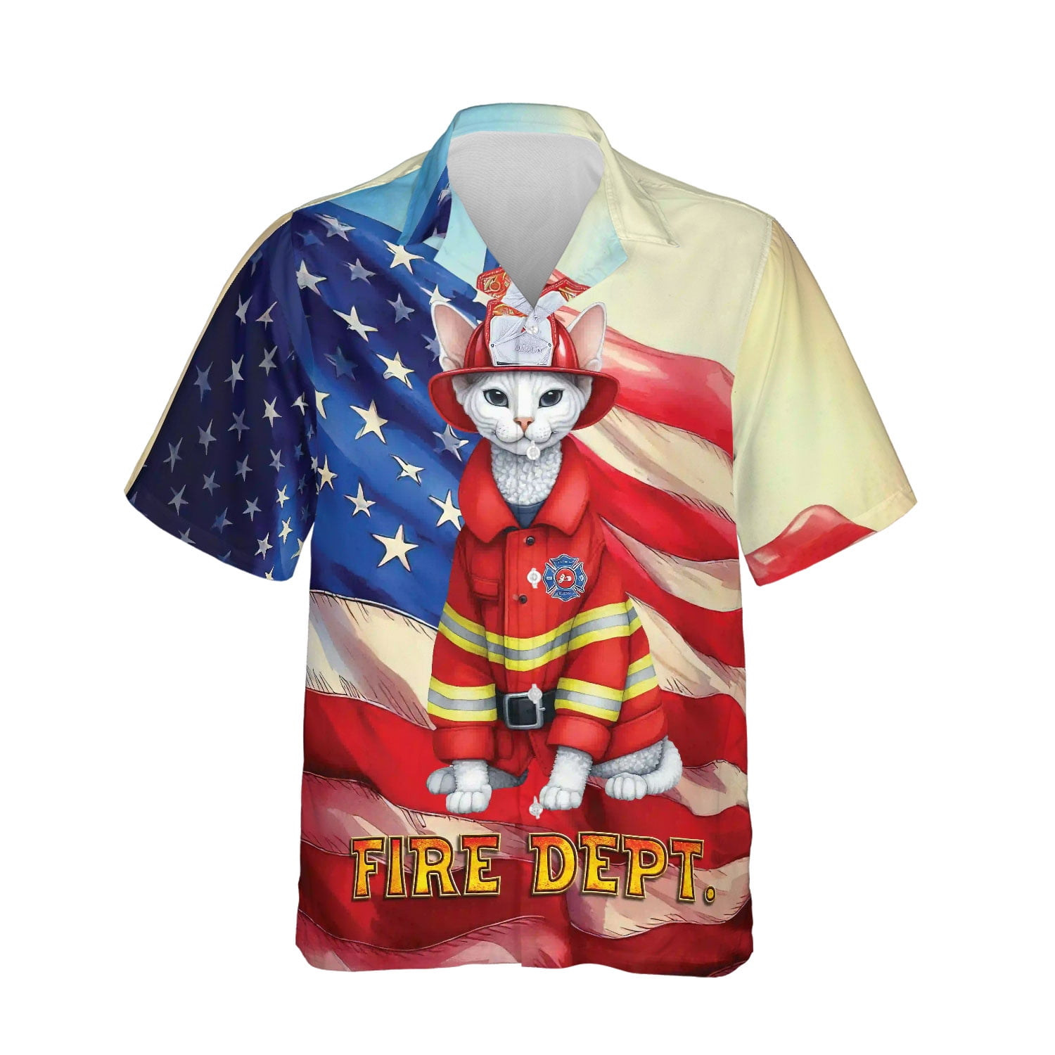 Firefighter Devon Rex Hero Rescue Fire Dept Fireman USA Flag Hawaiian ...