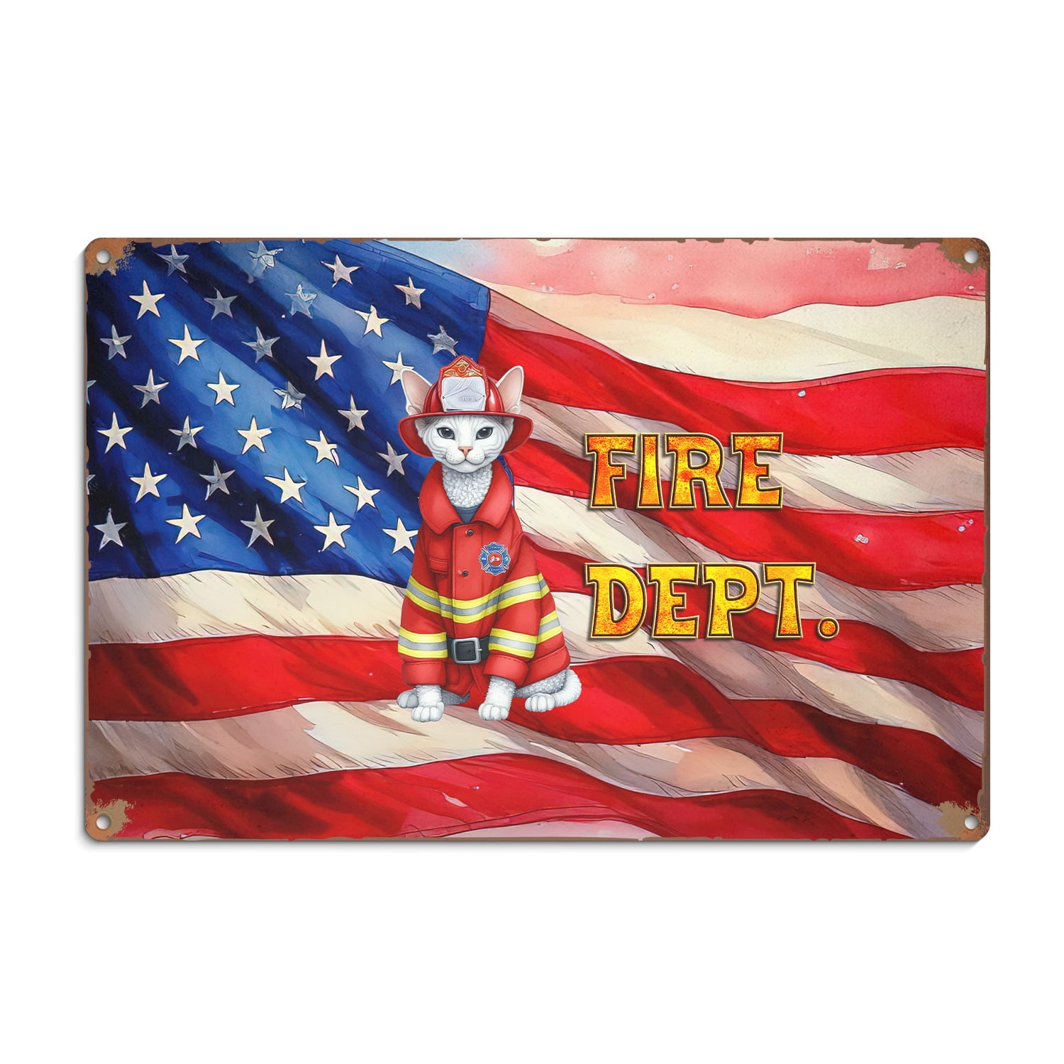 Firefighter Devon Rex Hero Rescue Fire Dept Fireman USA Flag Horizontal ...