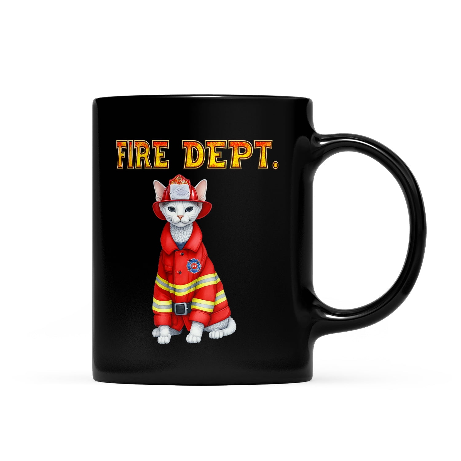 Firefighter Devon Rex Hero Rescue Fire Dept Fireman USA Flag Mug Cat ...