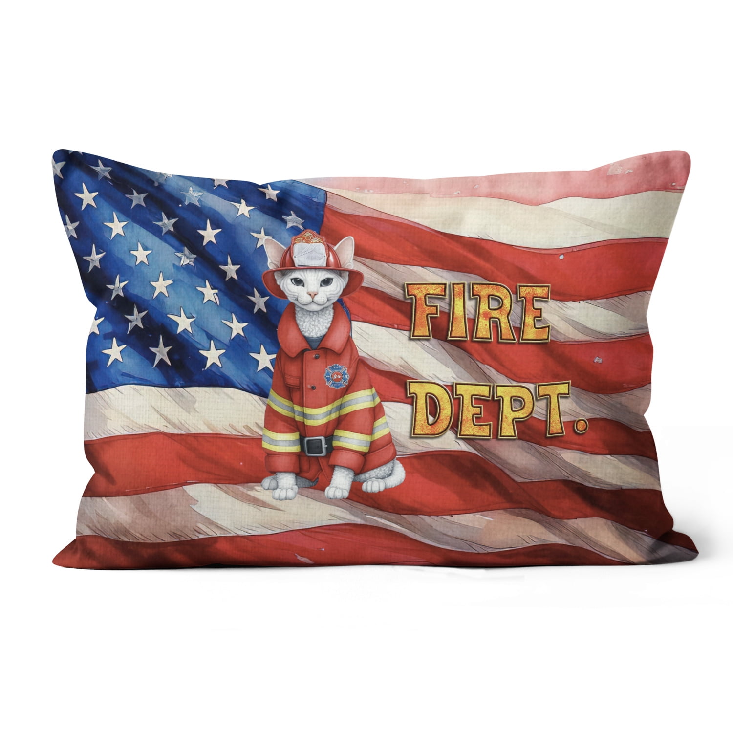 Firefighter Devon Rex Hero Rescue Fire Dept Fireman USA Flag Pillow ...