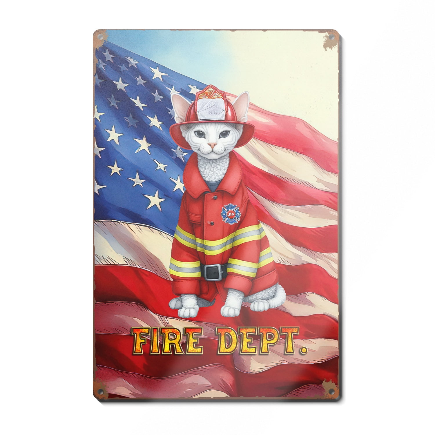 Firefighter Devon Rex Hero Rescue Fire Dept Fireman USA Flag Vertical ...