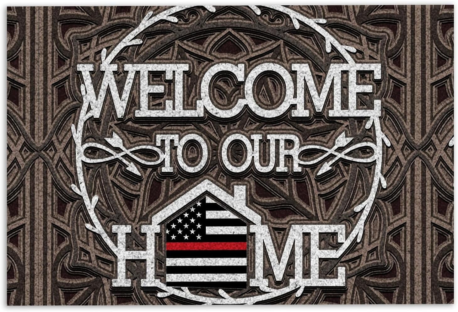 Firefighter Door Mat Firefighter Welcome to Our Home Thin Red Line Back ...