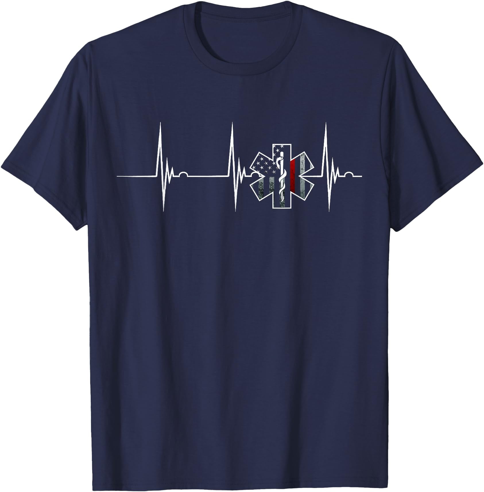 Firefighter EMS Heartbeat EKG Pulse Fireman American Flag Softstyle ...