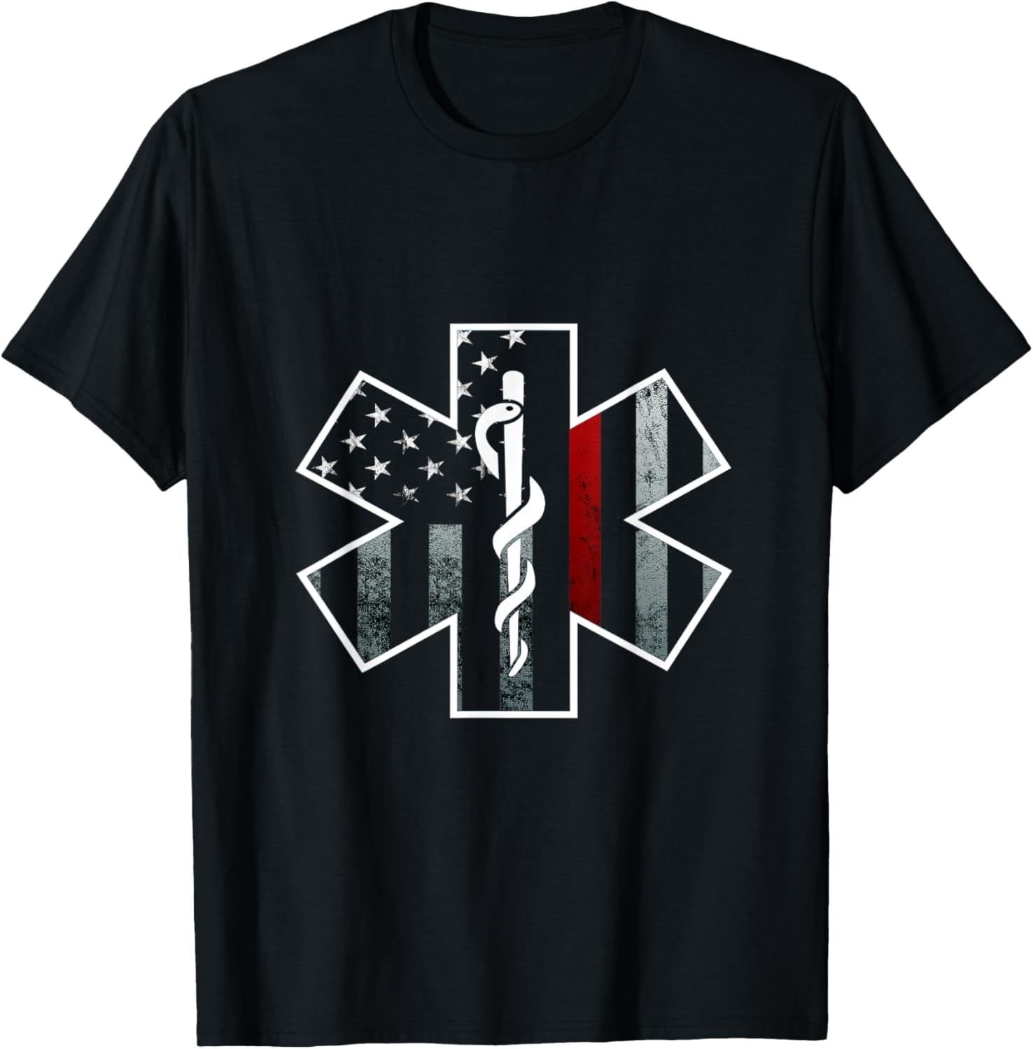 Firefighter EMS Symbol American Flag Fireman T-Shirt100% cotton ...