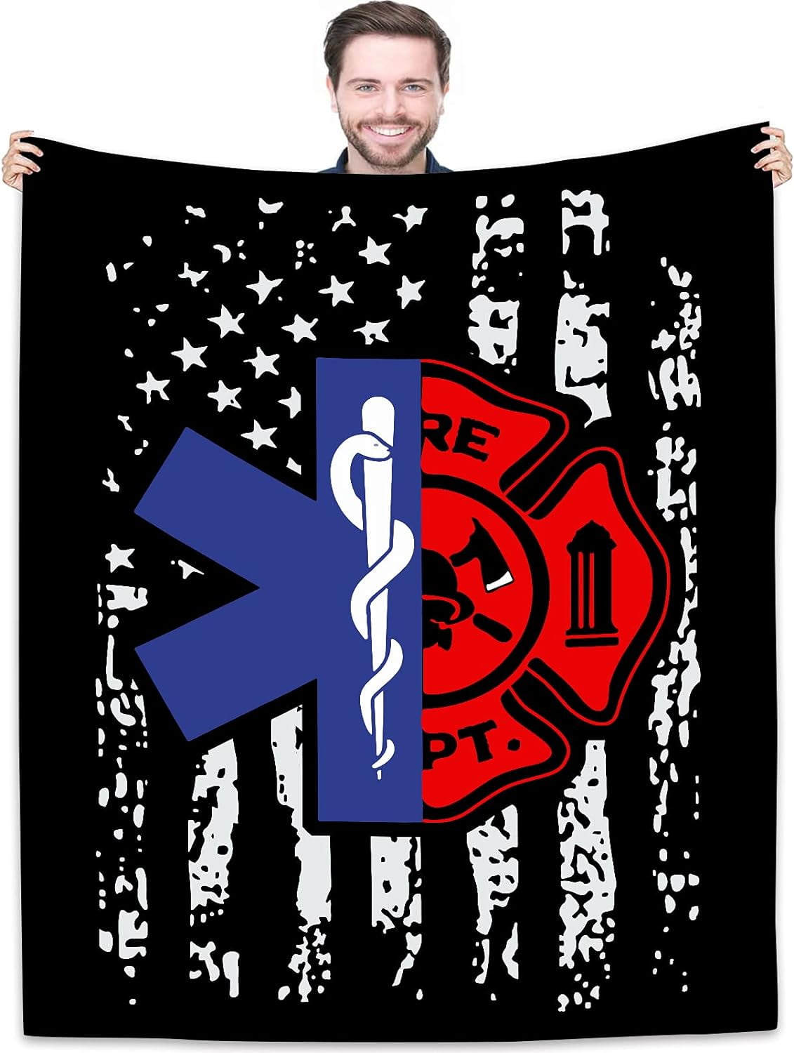 Firefighter EMT Throw Blankets Birthday Gift Idea for Men Dad Husband ...