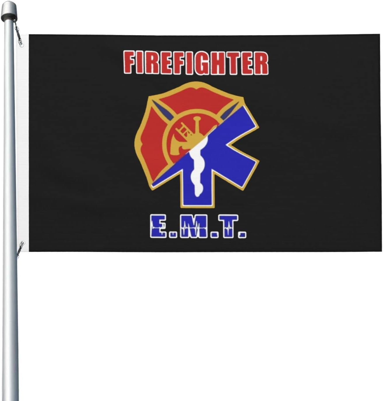 Firefighter Emt Logo Flags 3x5 Ft Double Sided Flag Decoration Banner ...