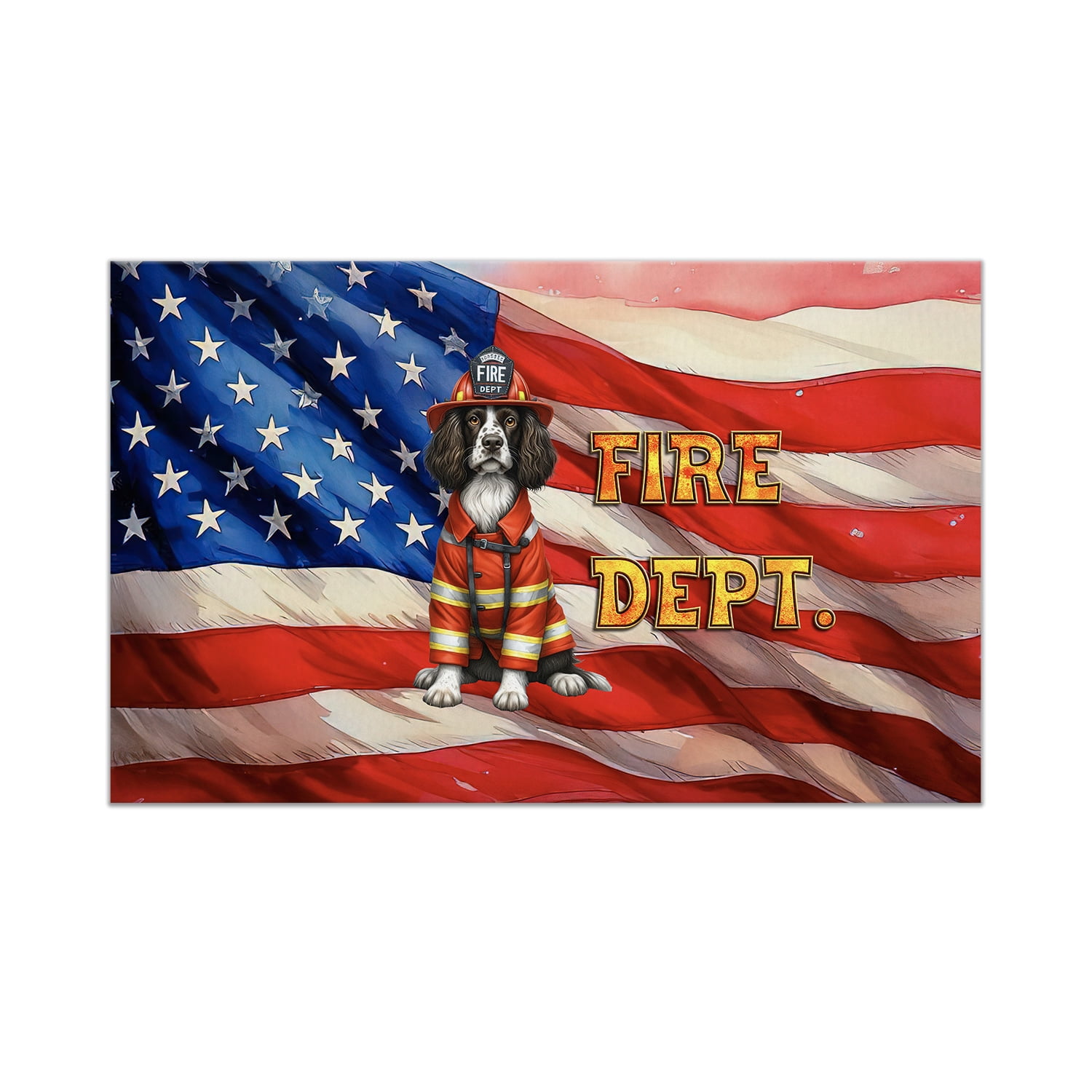 Firefighter English Springer Spaniel Hero Rescue Fire Dept Fireman USA ...