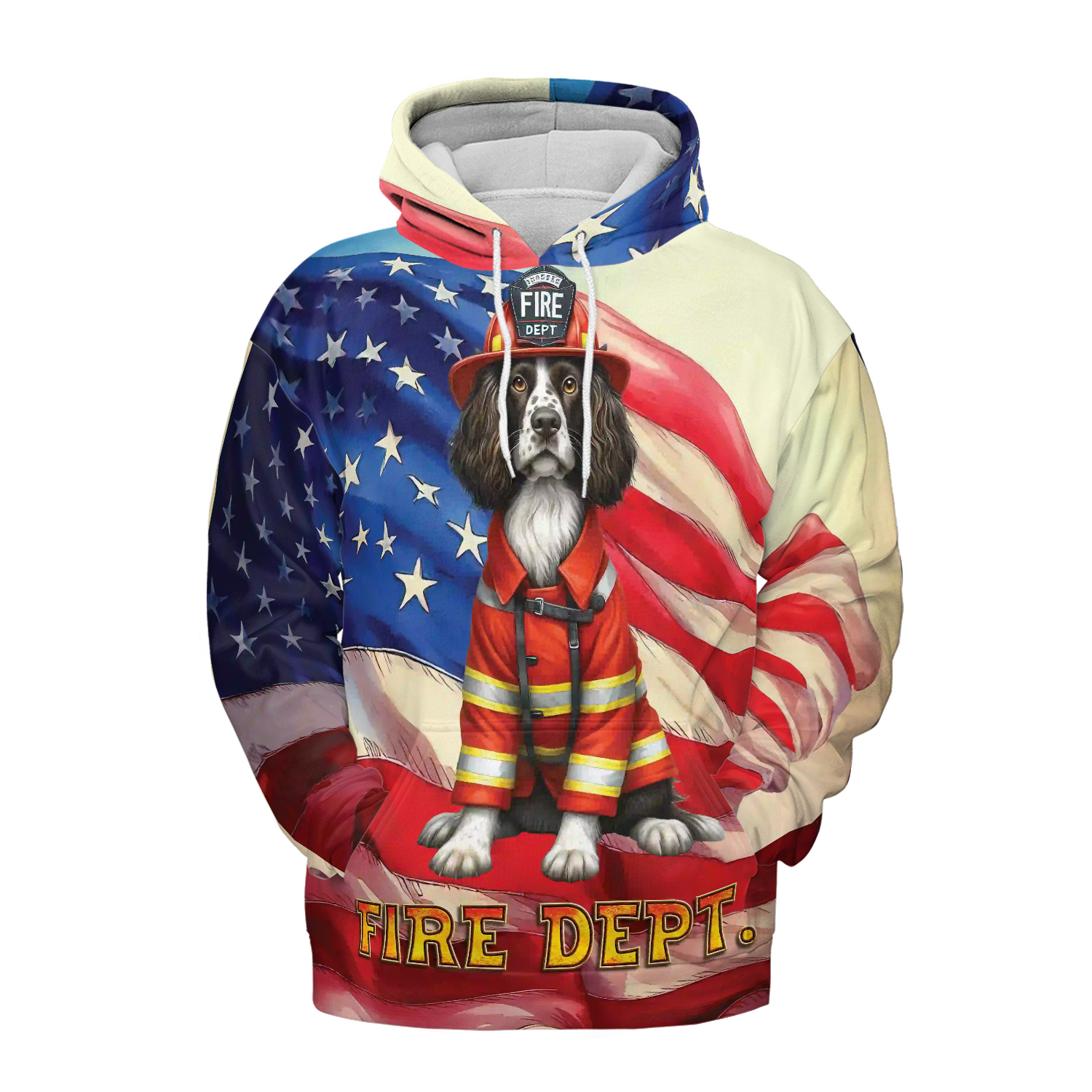 Firefighter English Springer Spaniel Hero Rescue Fire Dept Fireman USA ...