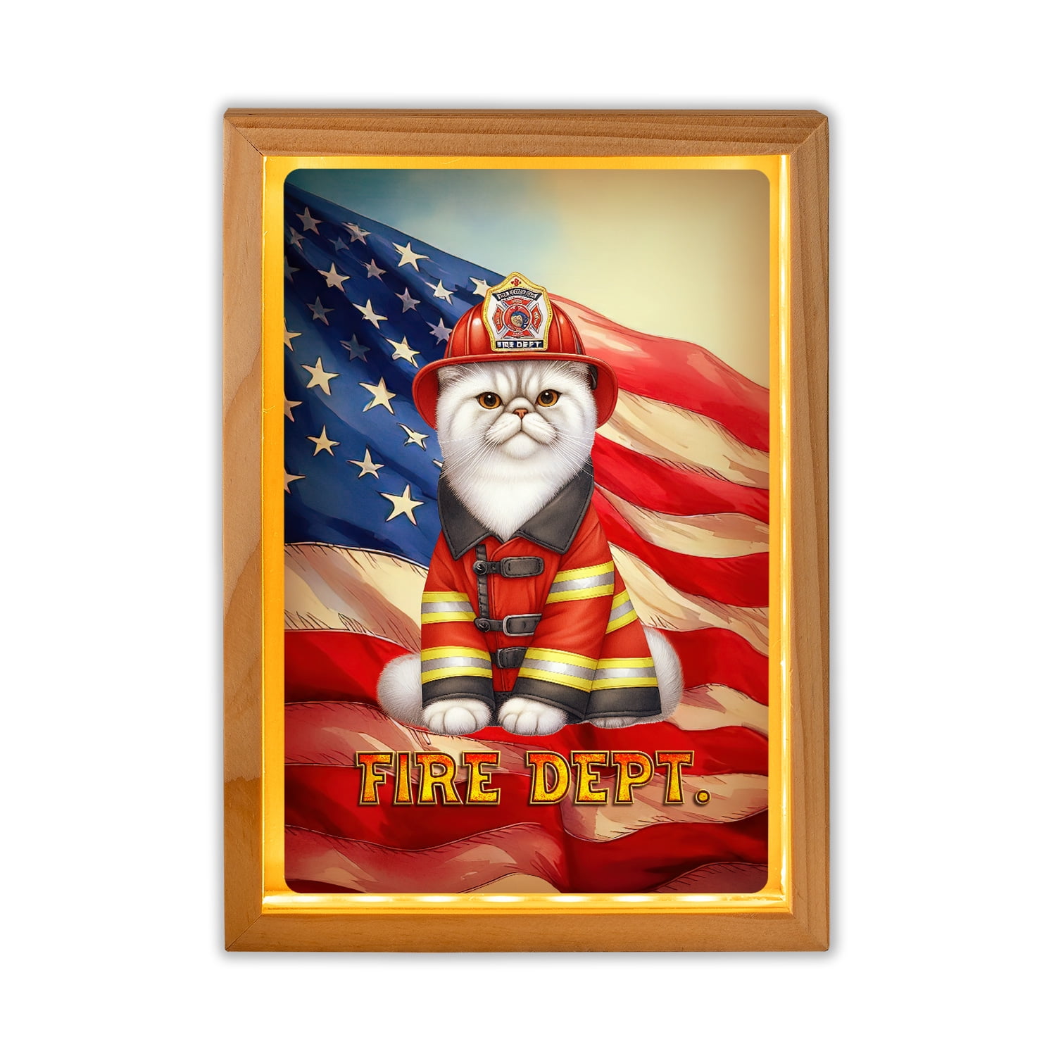 Firefighter Exotic Shorthair Hero Rescue Fire Dept Fireman USA Flag ...