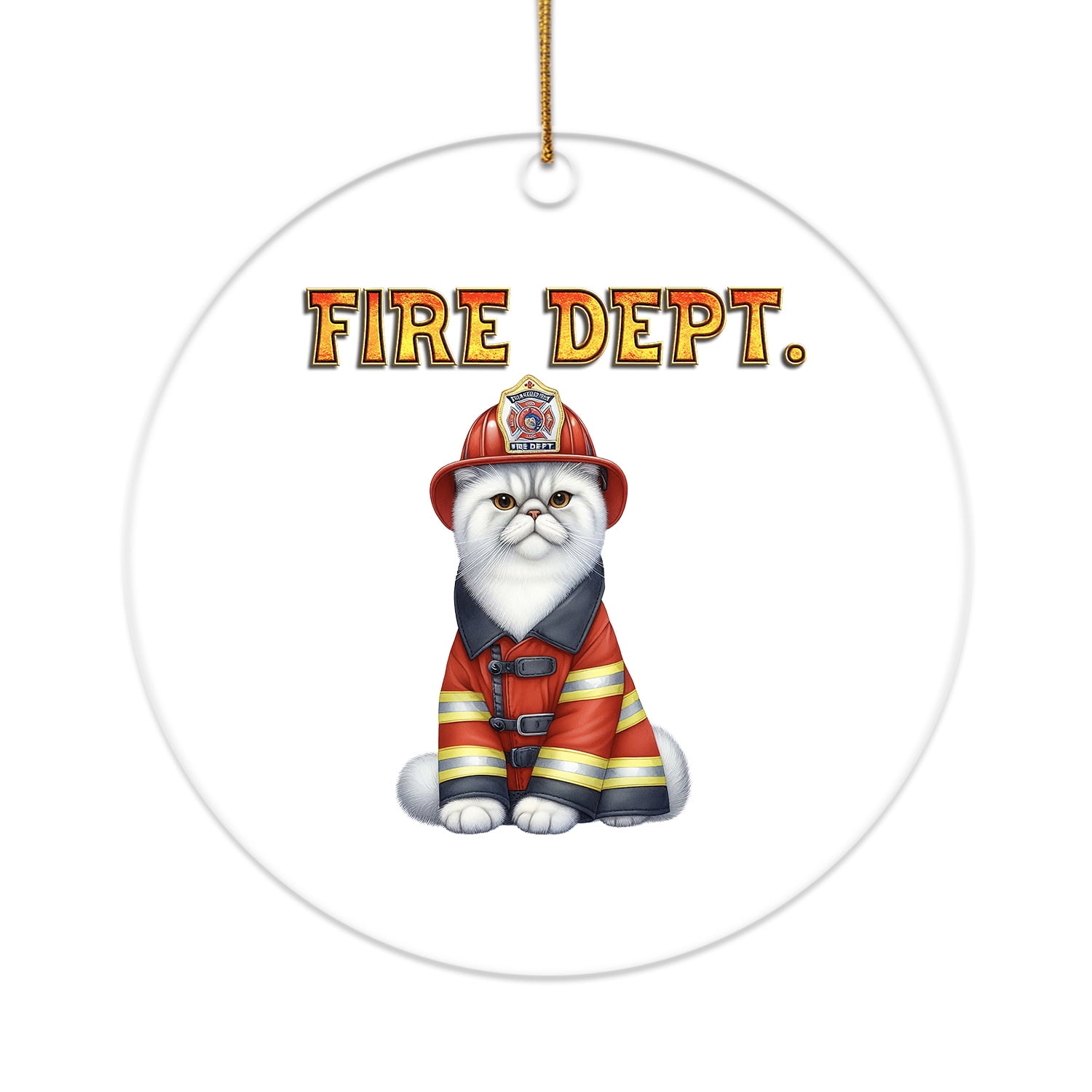 Firefighter Exotic Shorthair Hero Rescue Fire Dept Fireman USA Flag ...