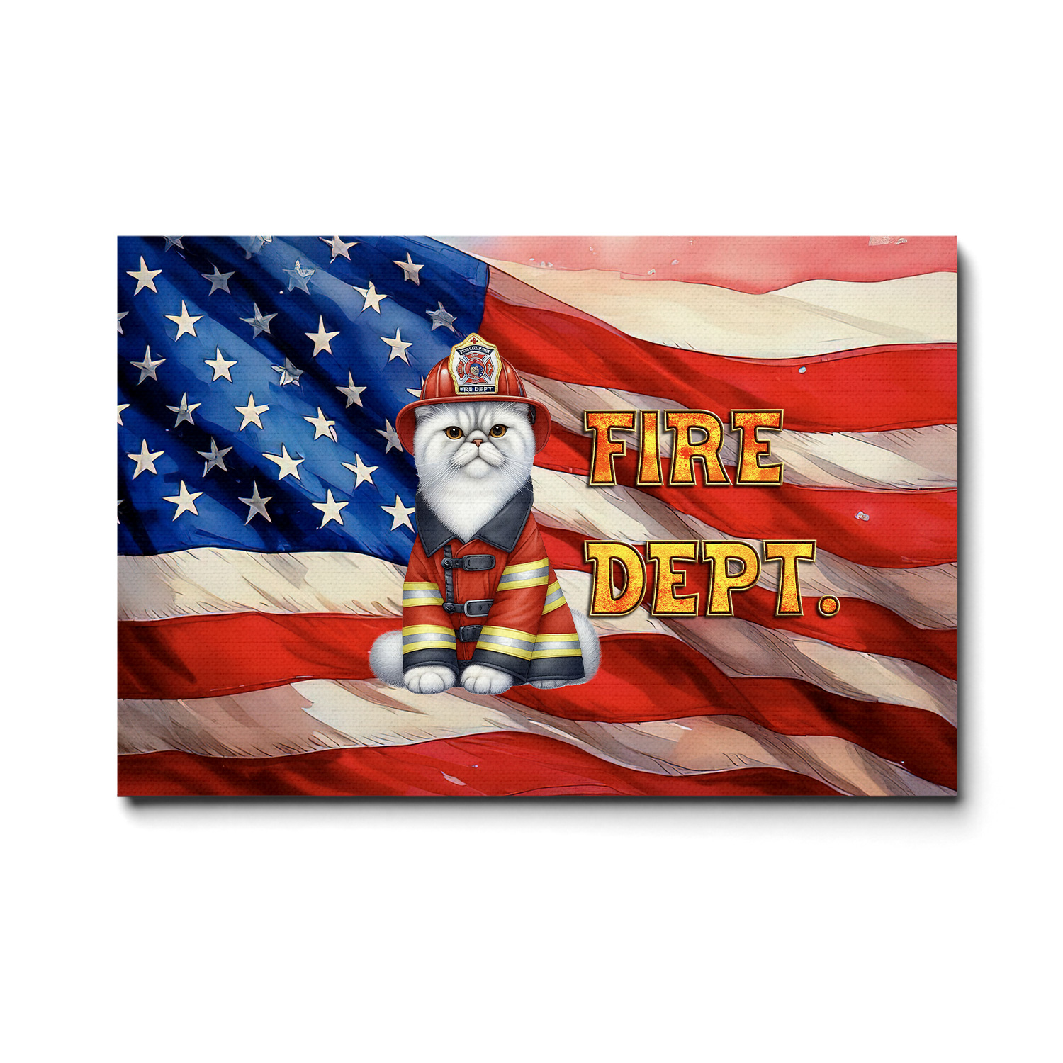 Firefighter Exotic Shorthair Hero Rescue Fire Dept Fireman USA Flag ...